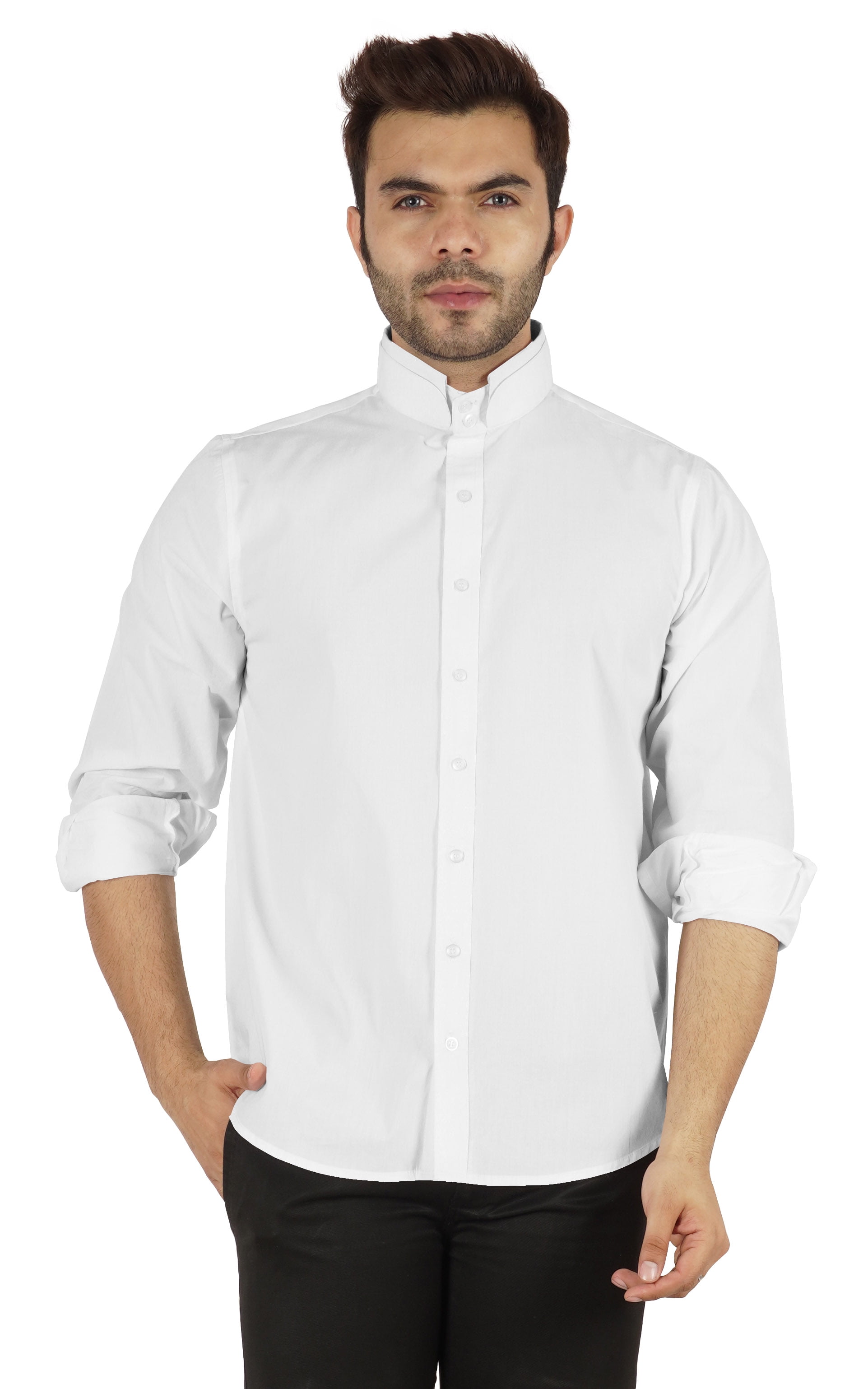 Bestman Formal Front Button Placket Solid Shirts For Mens Long Sleeve ...