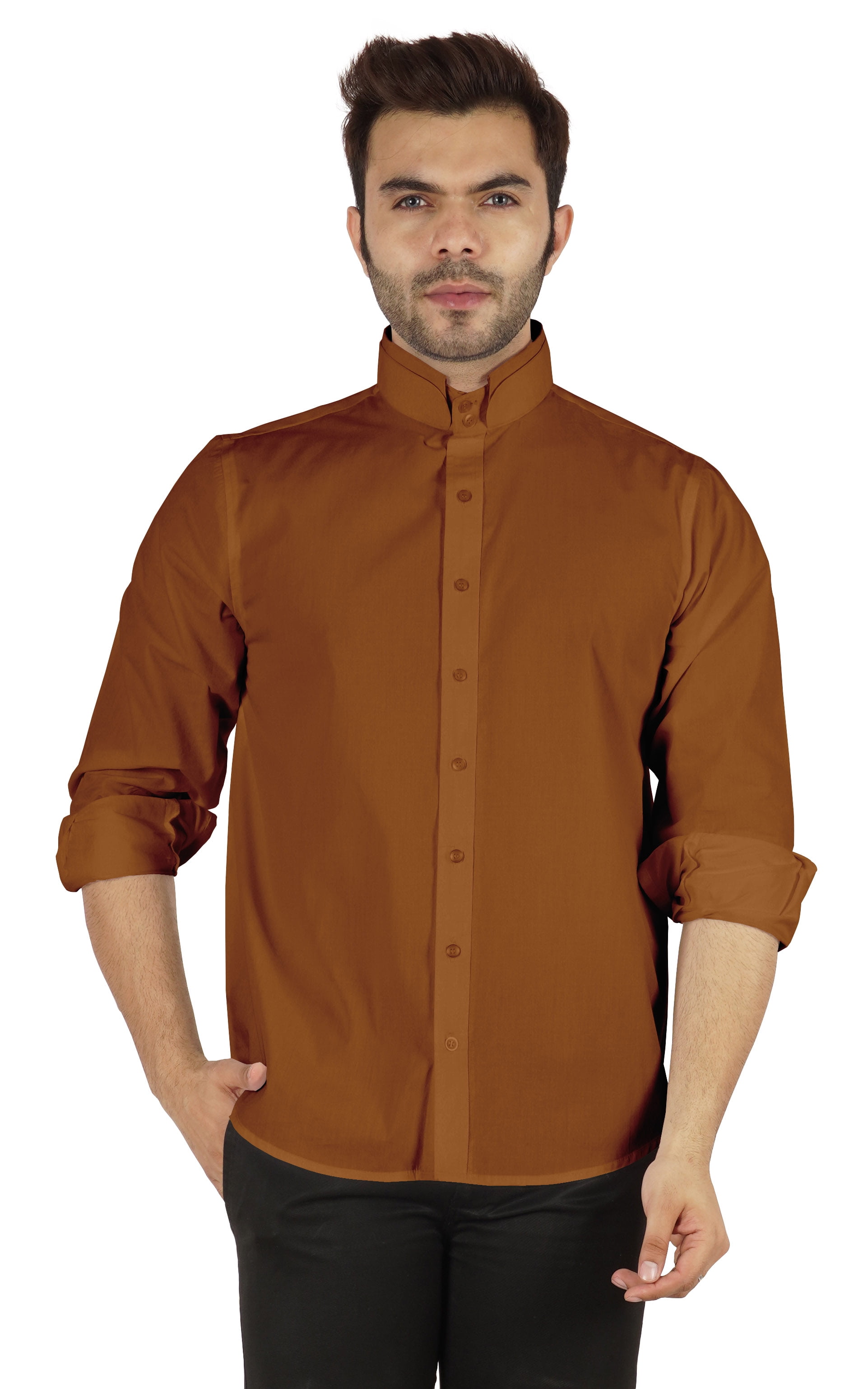 Bestman Formal Front Button Placket Solid Shirts For Mens Long Sleeve ...