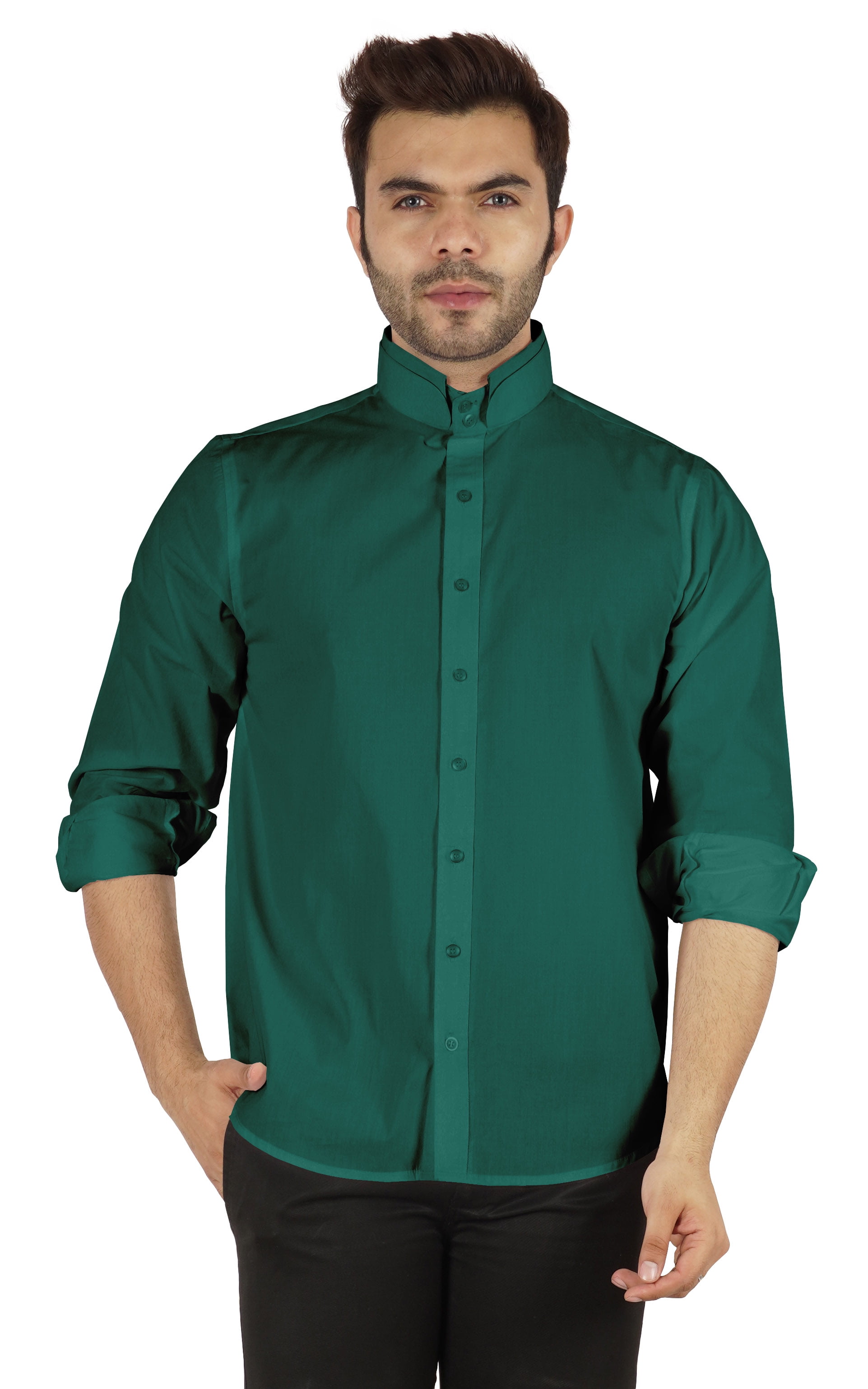 Bestman Formal Front Button Placket Solid Shirts For Mens Long Sleeve ...