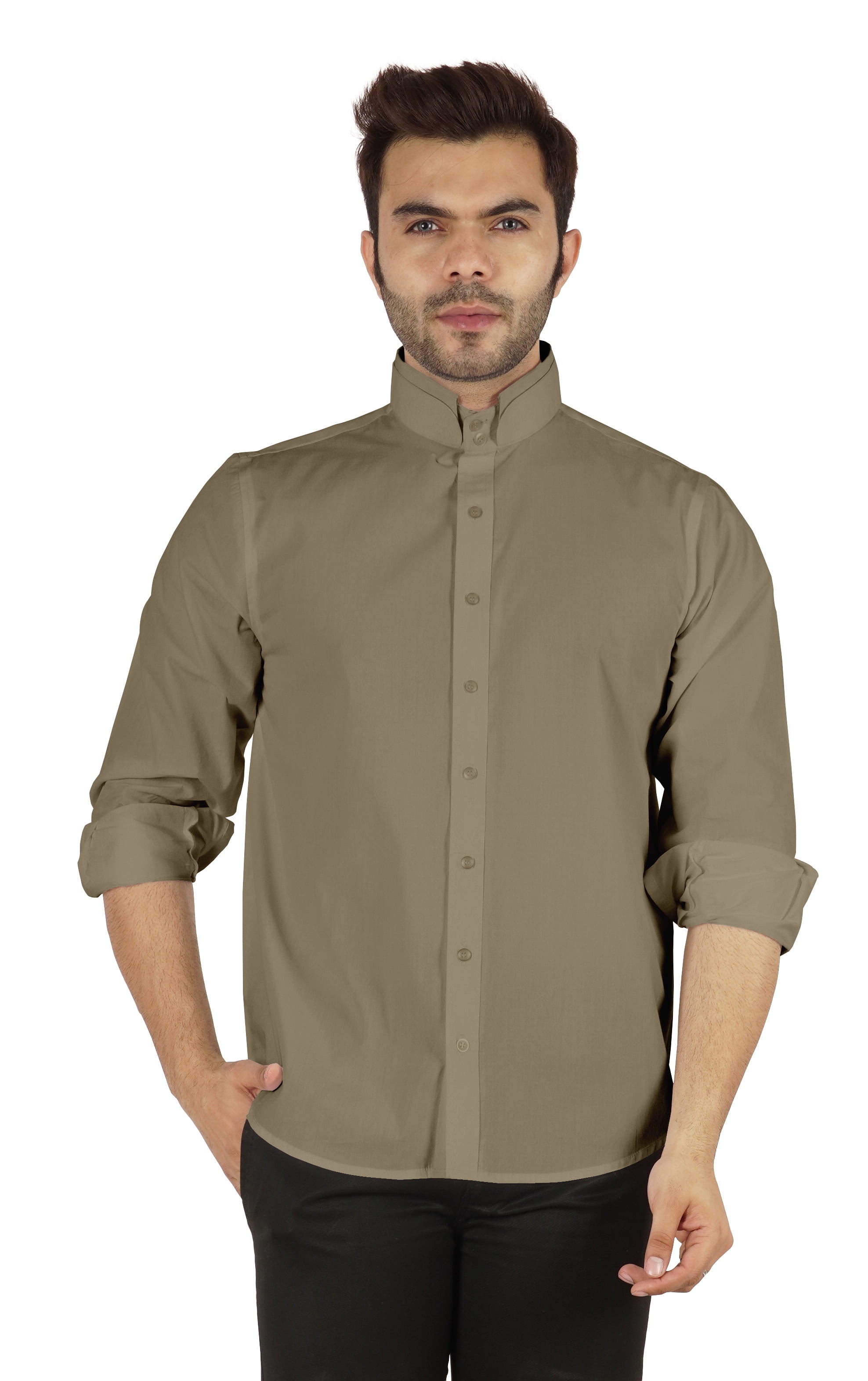 Bestman Formal Front Button Placket Solid Shirts For Mens Long Sleeve ...