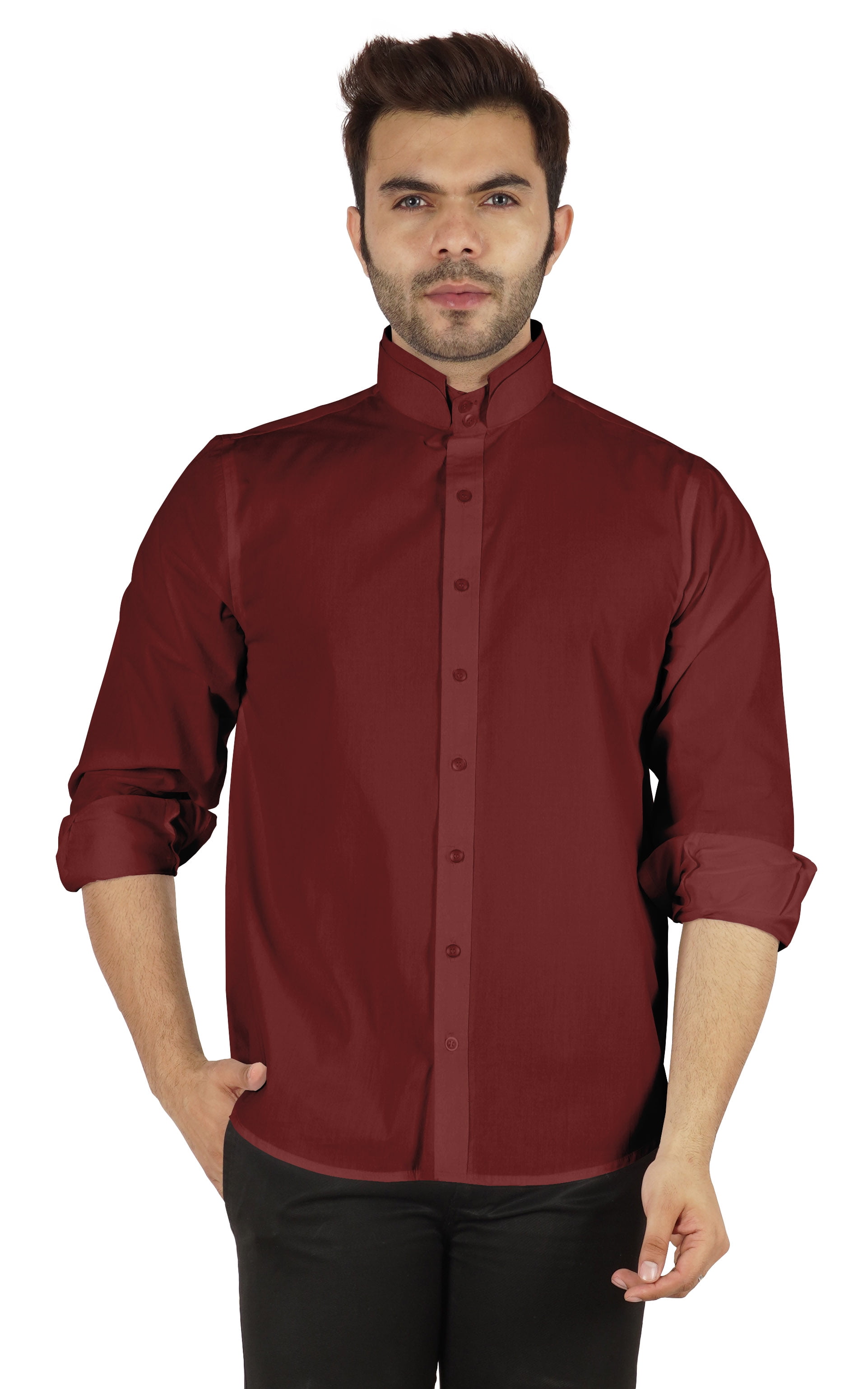 Bestman Formal Front Button Placket Solid Shirts For Mens Long Sleeve ...