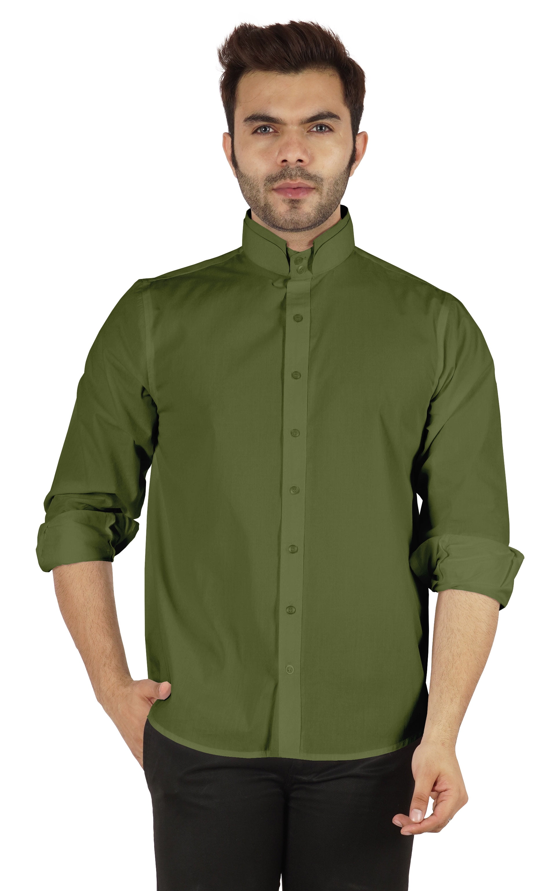 Bestman Formal Front Button Placket Solid Shirts For Mens Long Sleeve ...