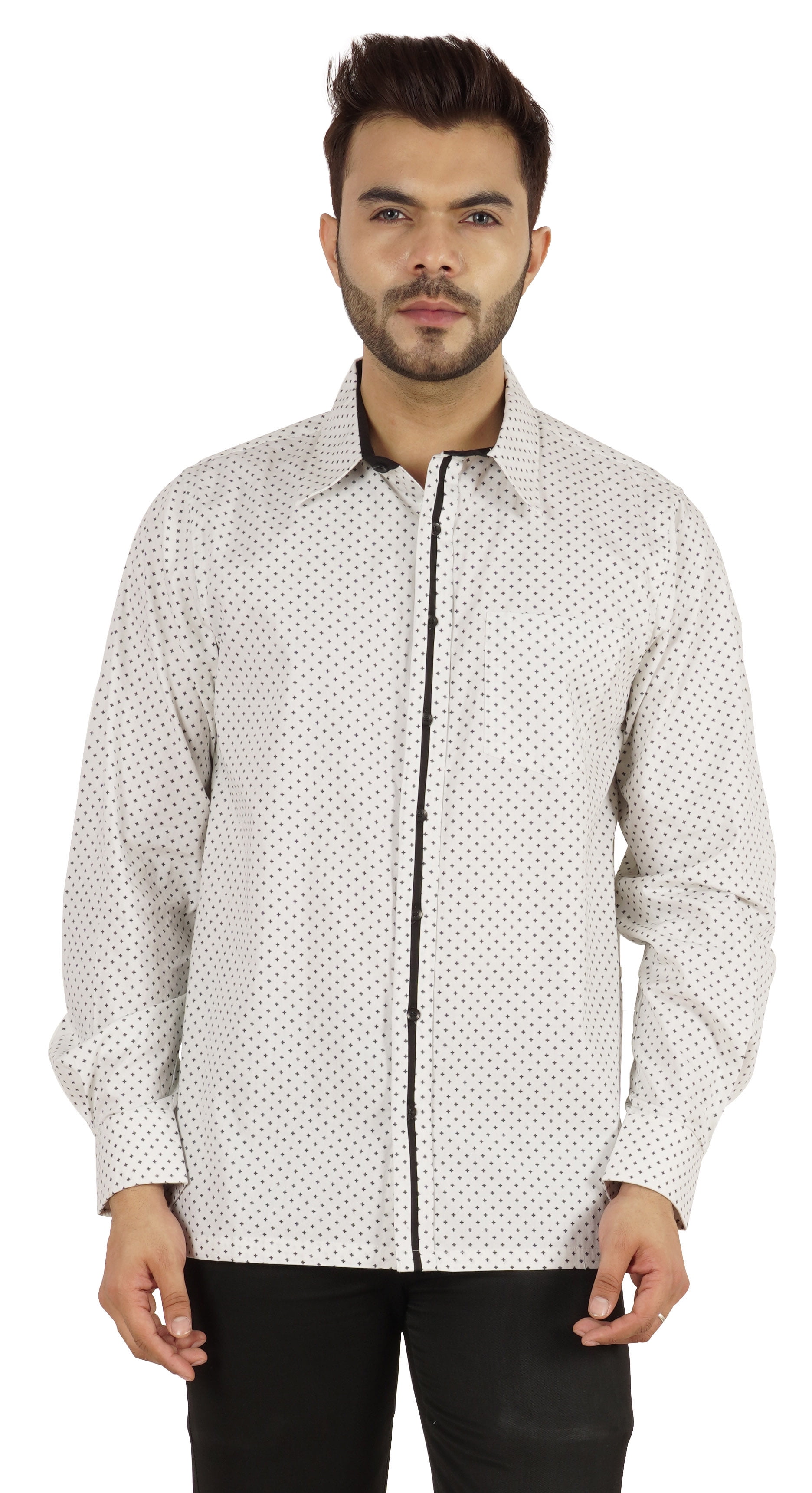 Bestman Printed Shirt For Mens Cotton Office Wear Long Sleeves Button ...
