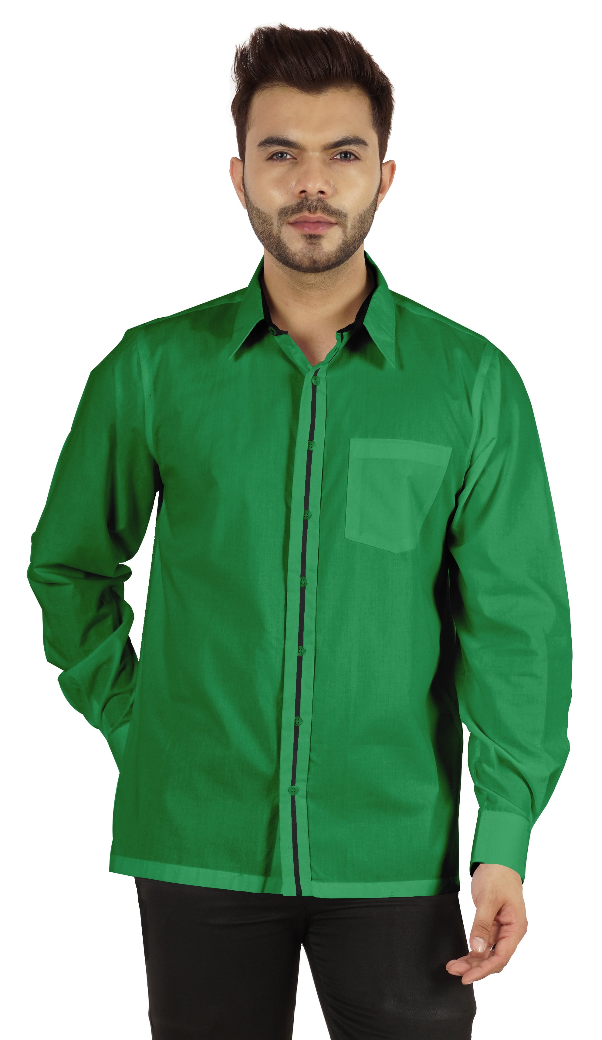 Bestman Solid Formal Shirt For Mens Button Down Shirt Front Patch ...