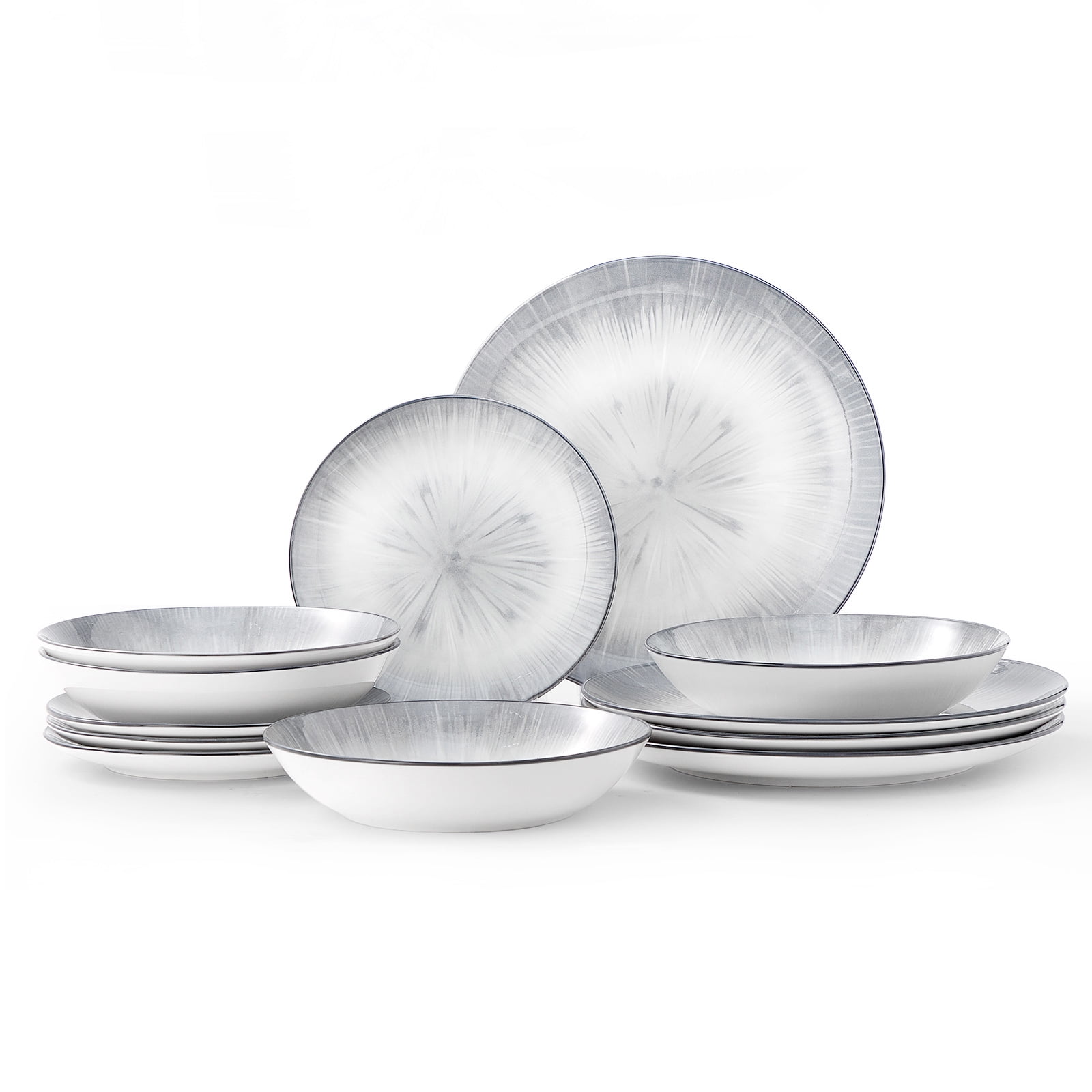 Bestone Modern Round Dinnerware Set, 12 Pieces Porcelain Service for 4 ...