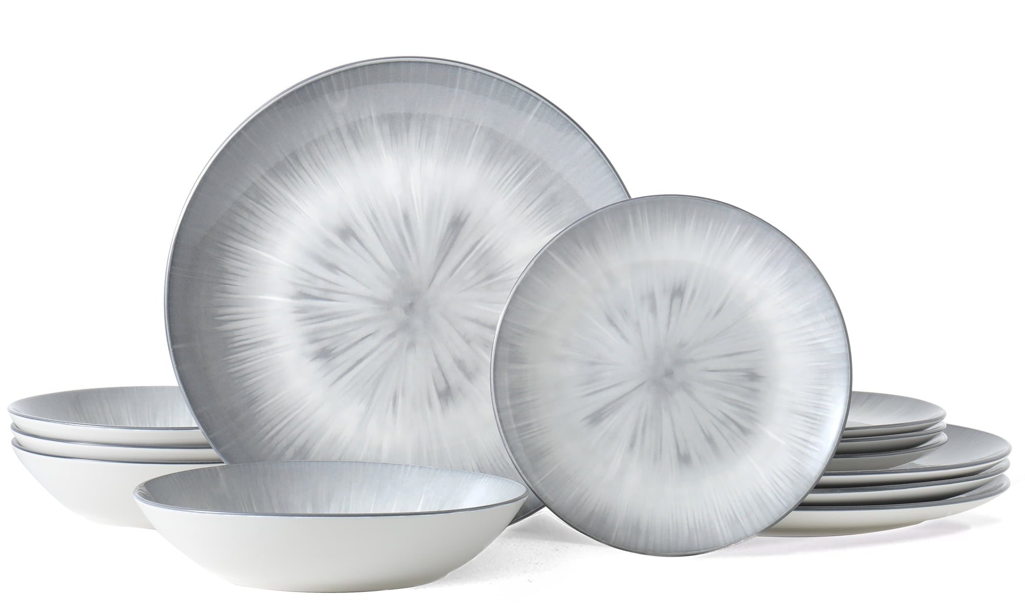 Bestone Modern Round Dinnerware Set, 12 Pieces Porcelain Service for 4 ...