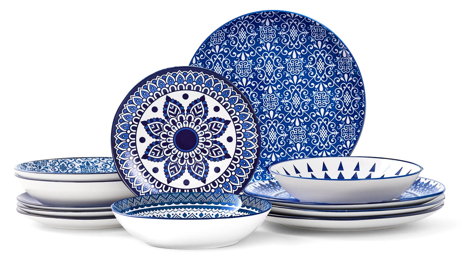 Bestone Ceramic 12-Pieces Dinnerware Sets, Ceramic Dish Plates and ...