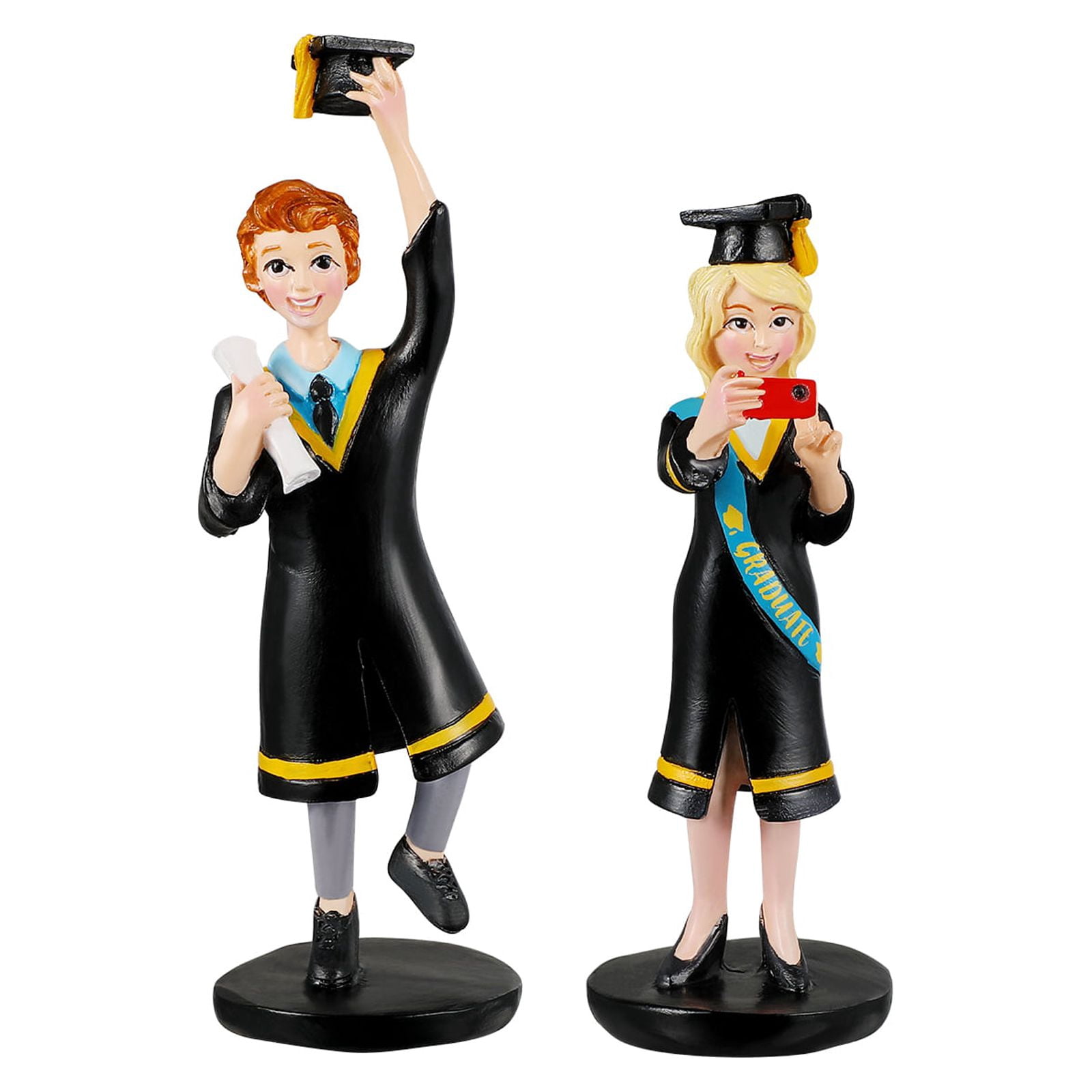 Bestonzon 2pcs Graduation Cake Topper Congrats Grad Figurine Cake ...