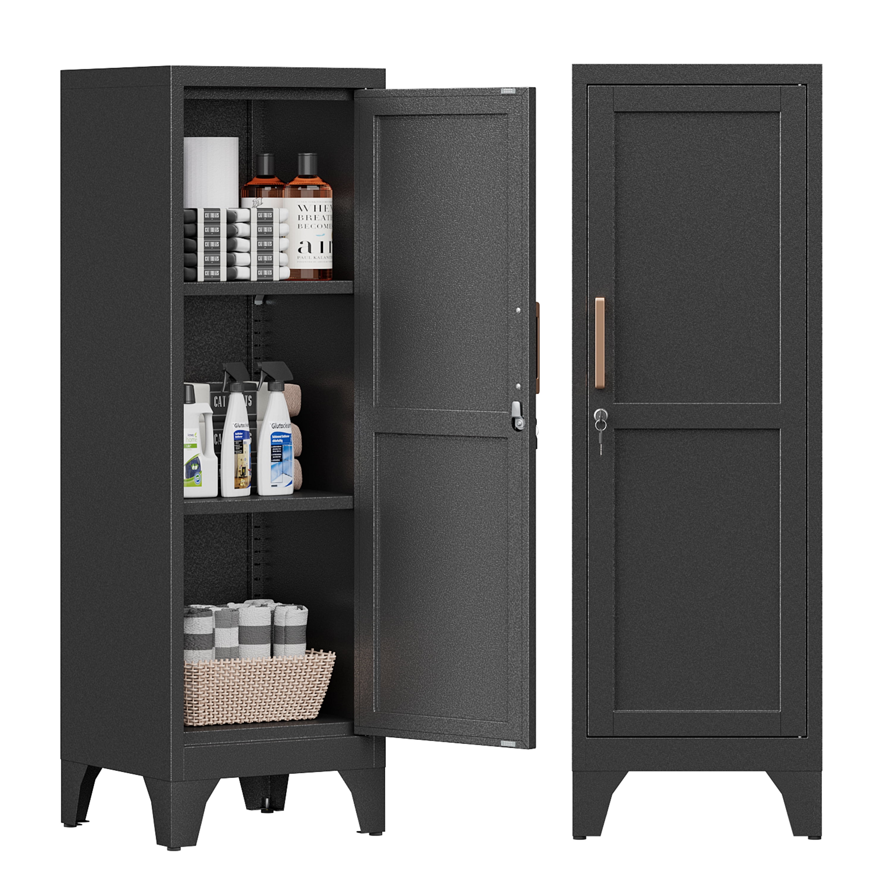 Bestoo Metal Cabinet, 46"H Metal Storage Locker with Locking Door and 2 ...