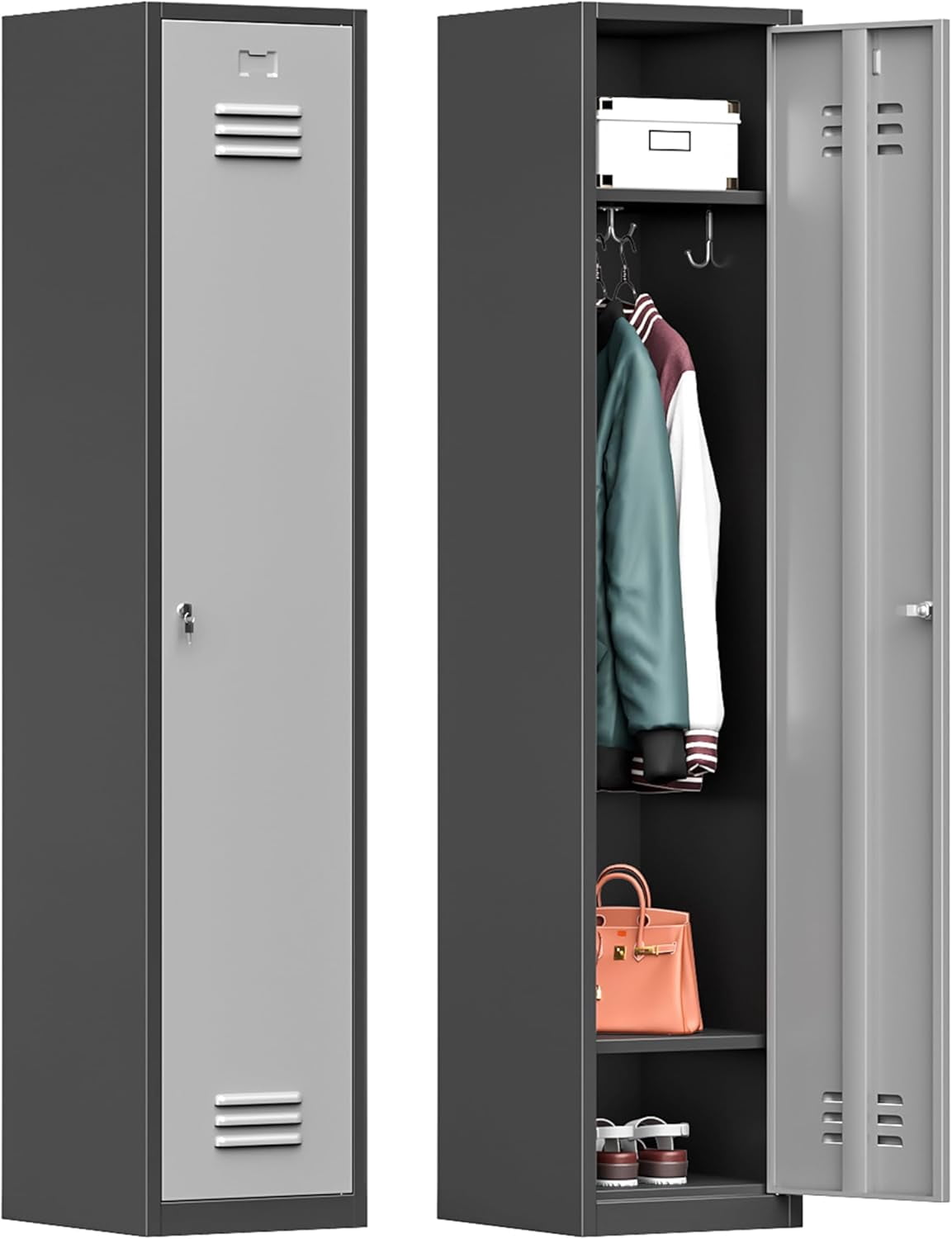 Bestoo Metal Locking Cabinet, 71" Storage Locker with 1 Lockable Door ...