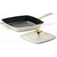 Bestow Enameled Cast Iron Grill Pan with Press, 11-inch, Latte with ...