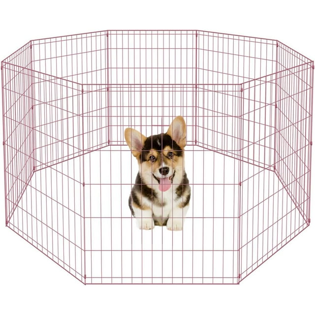 Bestpet 30"H Dog Playpen, Pink, 8 Panel - Walmart.com