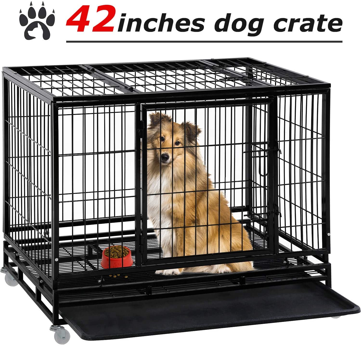 Bestpet Large Pet Playpen, Double Doors & Locks Design with Plastic ...