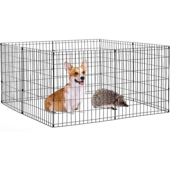Bestpet Portable Playpen Dog Fence, Collapsible Metal Wire Pen with 8 ...