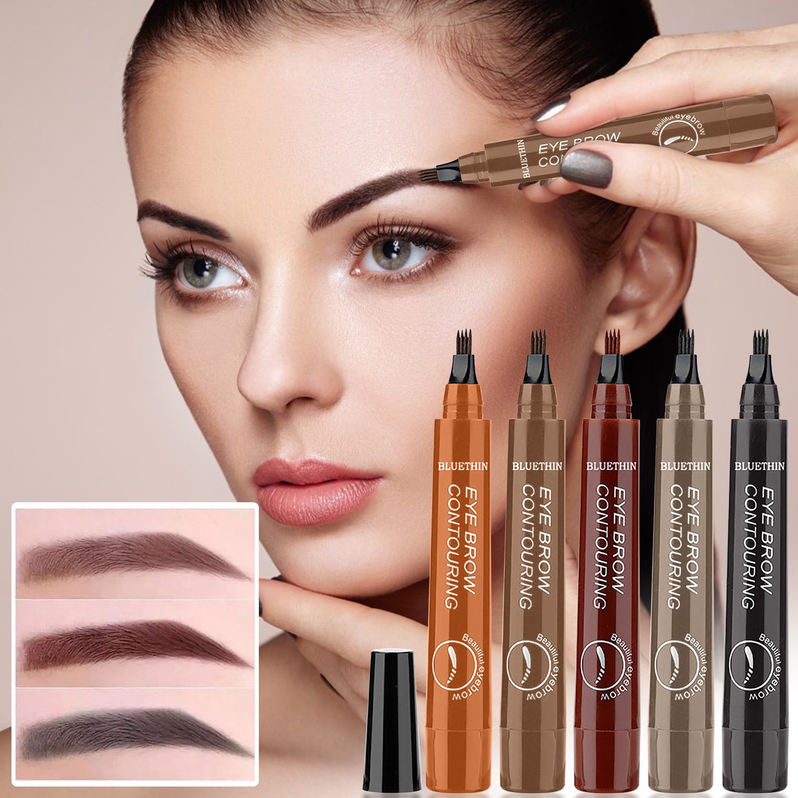 Bestselling, Four-Head Eyebrow Pencil Set – Long-Lasting, Sweat-Proof ...