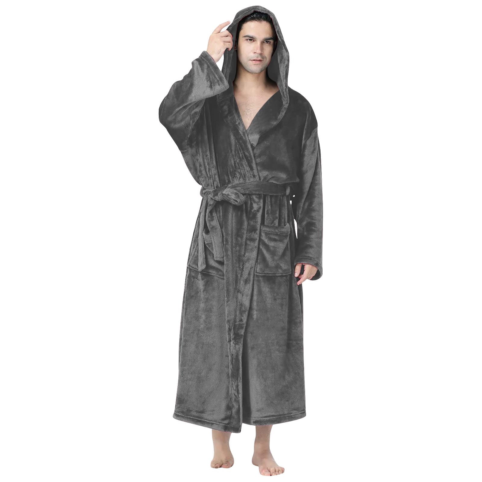 Bestselling, Men's Casual Cardigan Bathrobe, Long Sleeve Hooded, Pocket ...