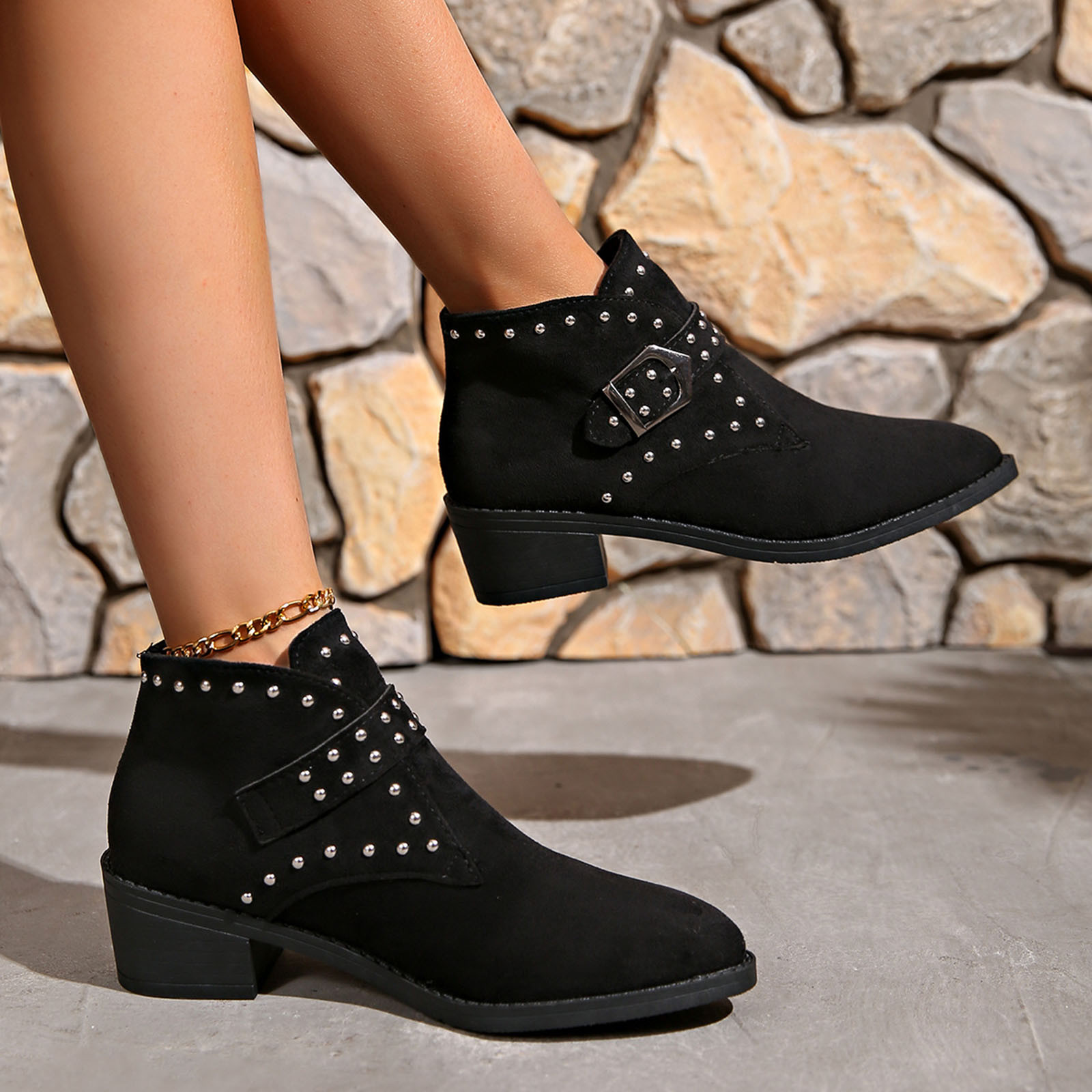Bestselling, Plus Size Women's Short Boots, Solid Color, Thick Heel ...