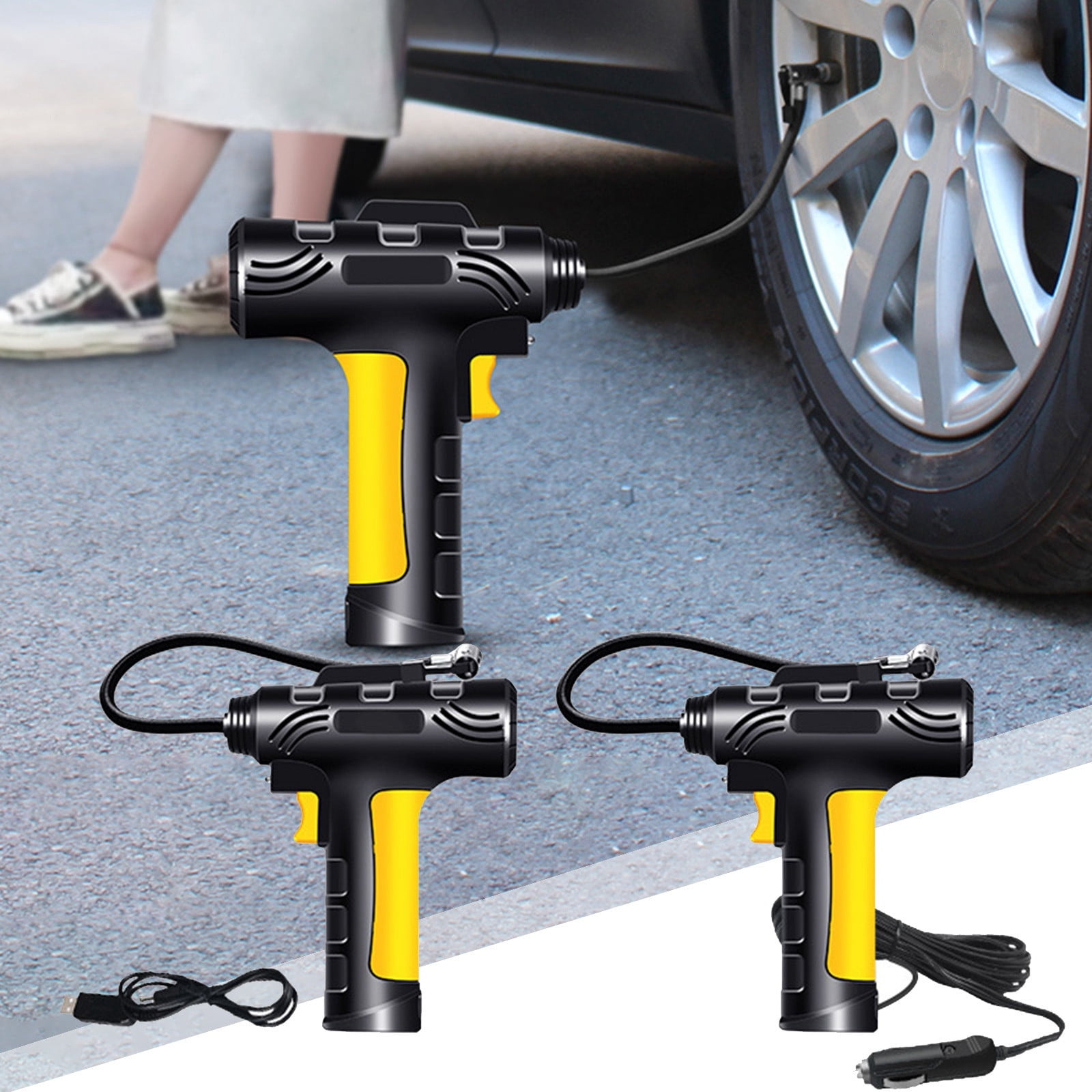 Portable 12V Tire Inflator, Digital Pressure Gauge with LED Light for ...