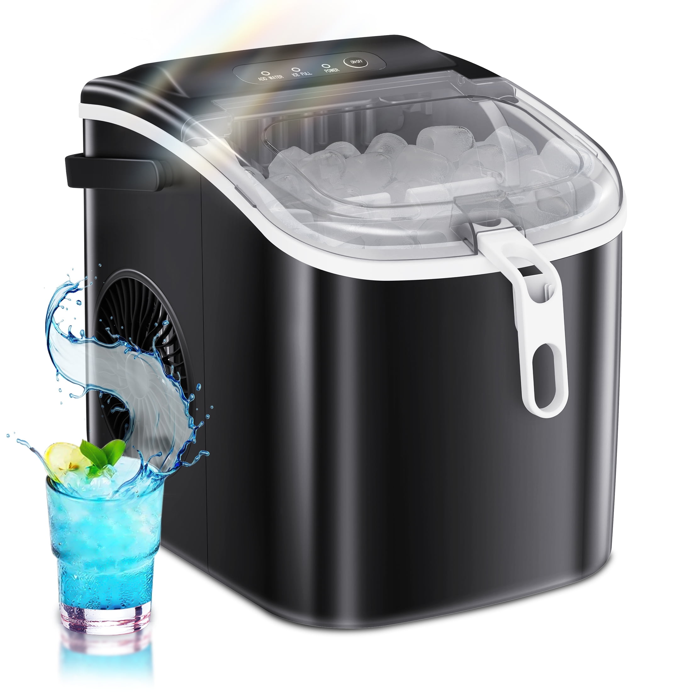 Besttey Countertop Ice Maker, Portable Ice Machine with Handle, 26Lbs ...