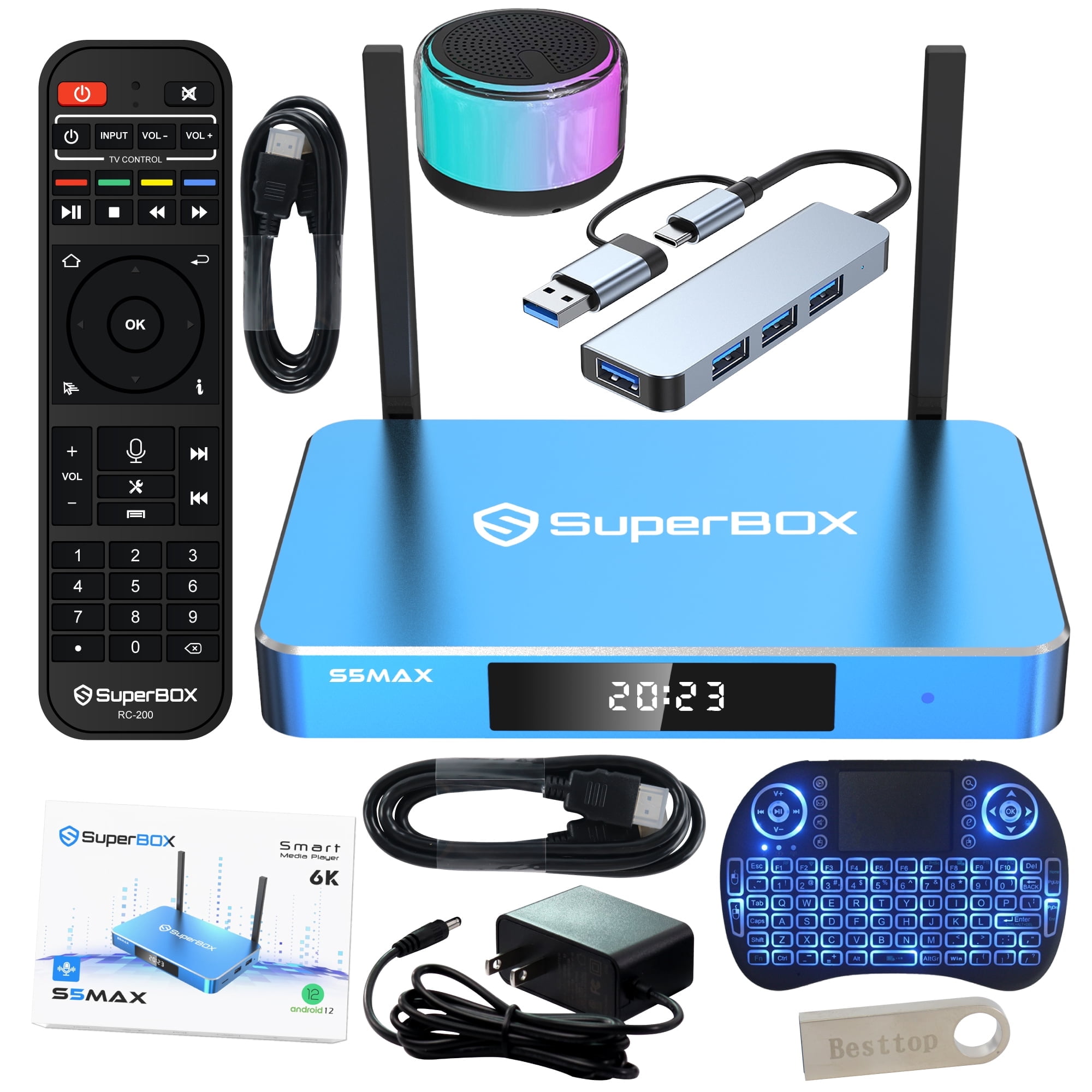 Super Box S5 Max 2024, 4G+64G, Stable TV Box, Voice Remote, 64G USB ...