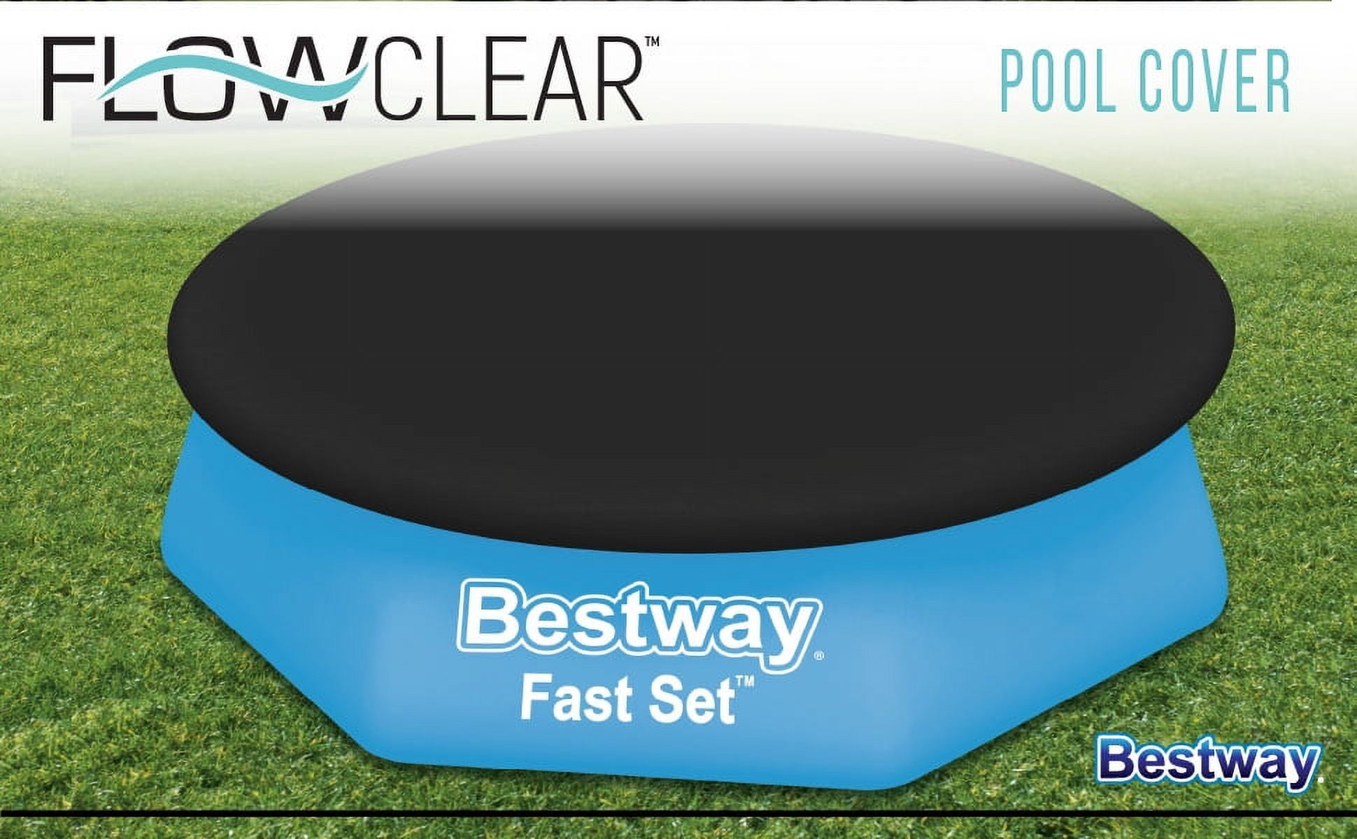 Bestway 8 Foot Round Pool Cover, PVC Material, Snug Fit for Above ...