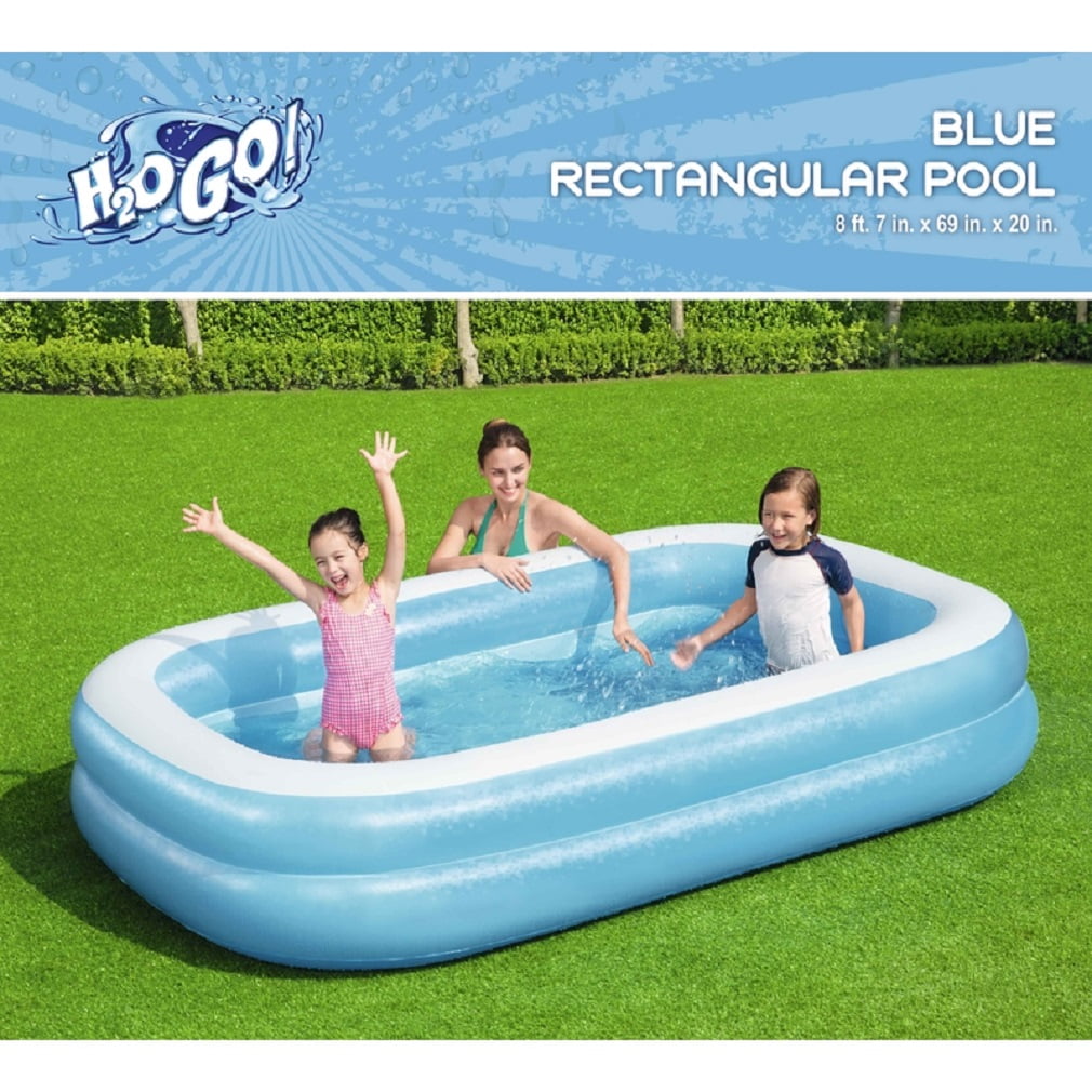 Bestway 8.5' x 69" x 20" Inflatable Blue Rectangular Family Splash Pool ...