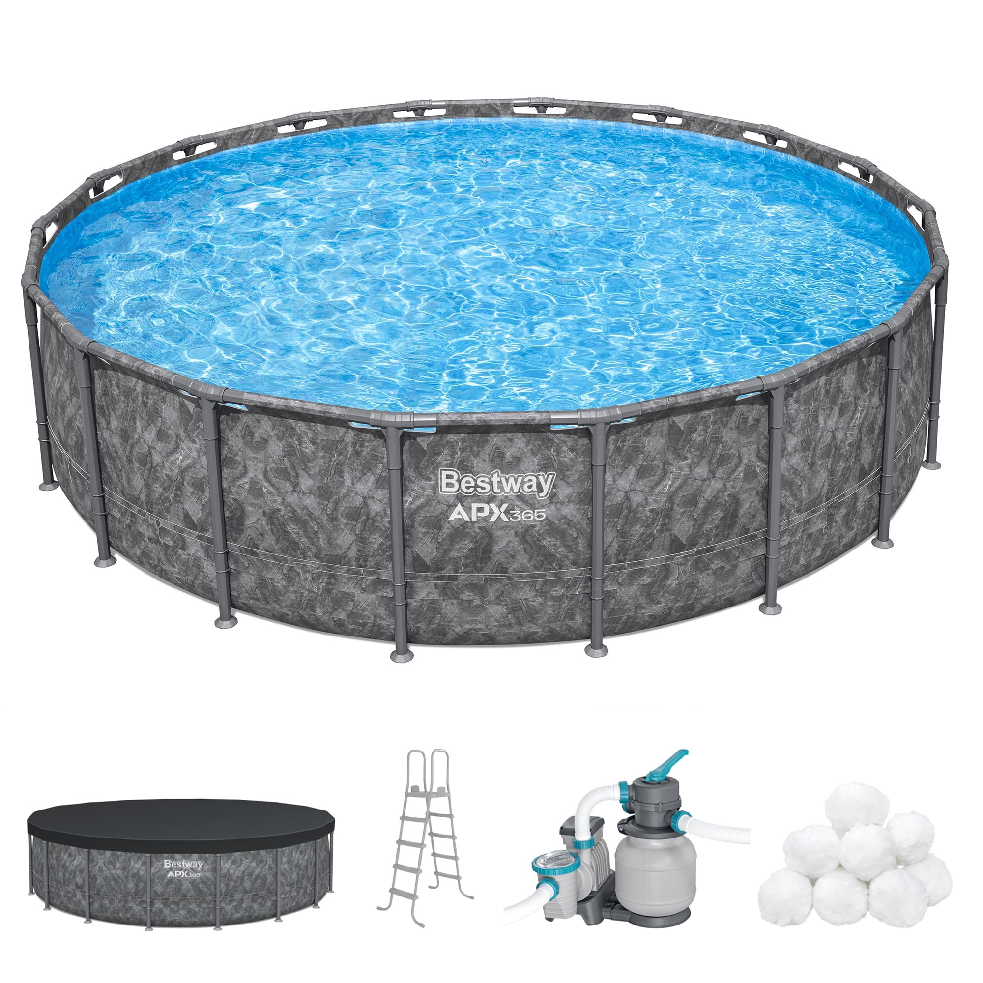 Bestway APX 365 18'x52" Metal Frame Above Ground Pool w/ Sand Filter ...