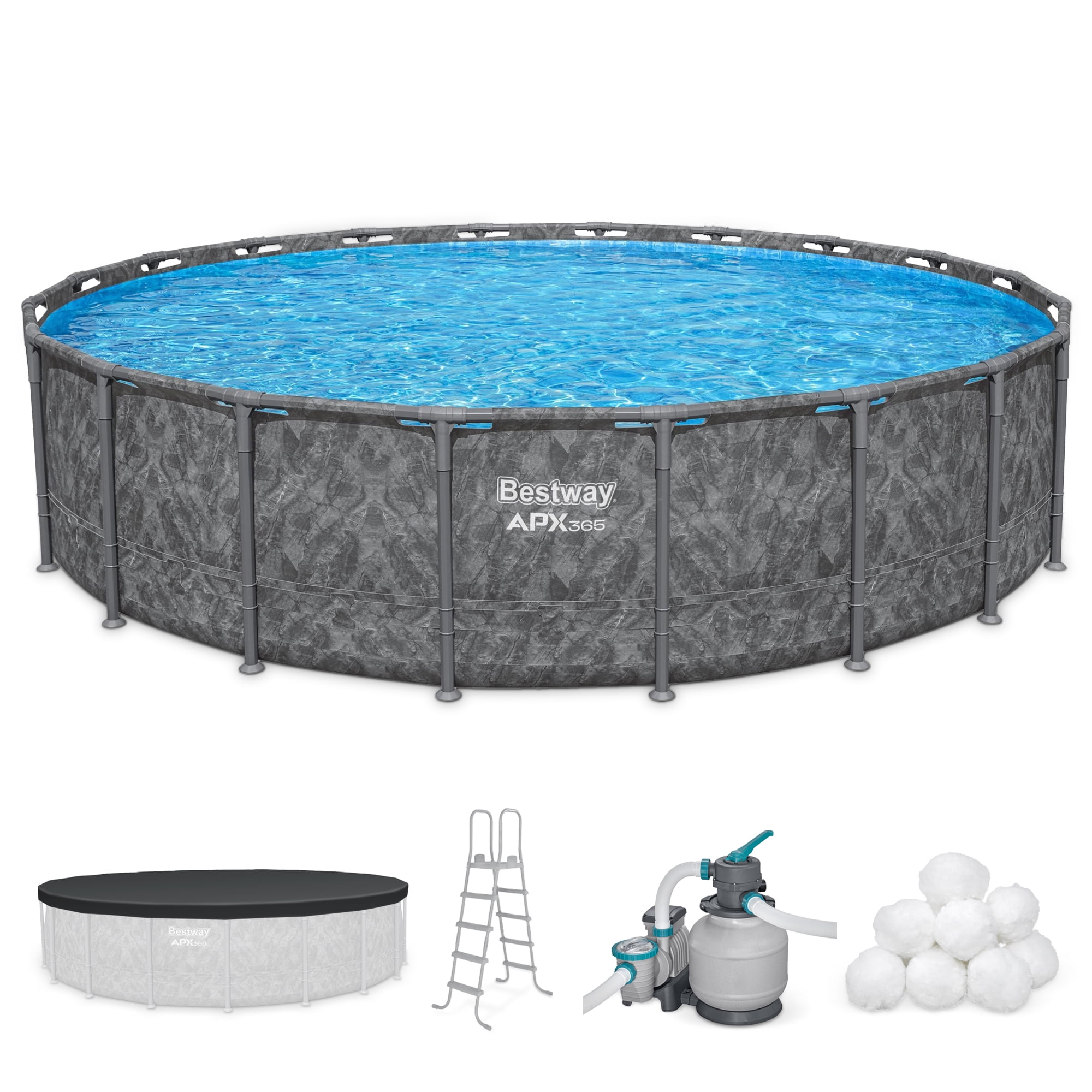 Bestway APX 365 20'x52" Metal Frame Above Ground Pool w/ Sand Pump ...