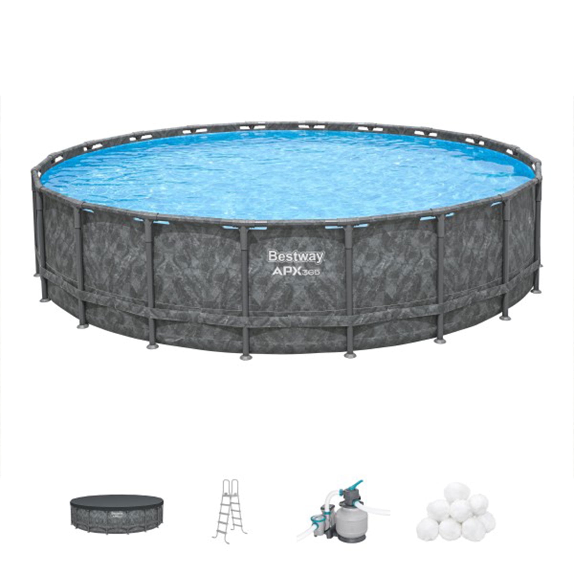 Bestway APX 365 22'x52" Round Above Ground Swimming Pool with Pump ...