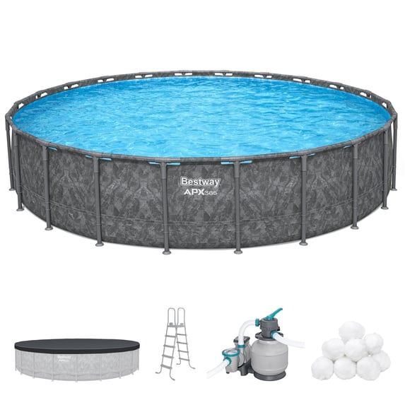 Bestway APX 365 22'x52" Round Above Ground Swimming Pool with Pump ...