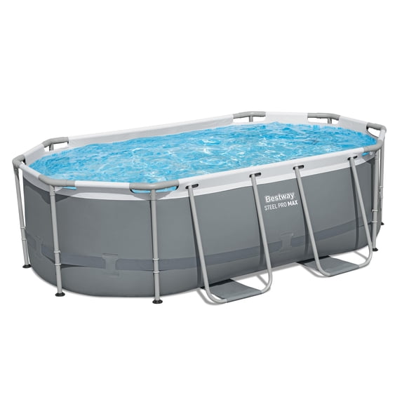 "Bestway 10'x6'7""x33"" Power Steel Oval Frame Pool for Adults, Deep ...