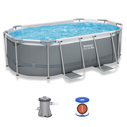 Bestway Large Backyard Above Ground Swimming Pool Set, Power Steel Oval ...
