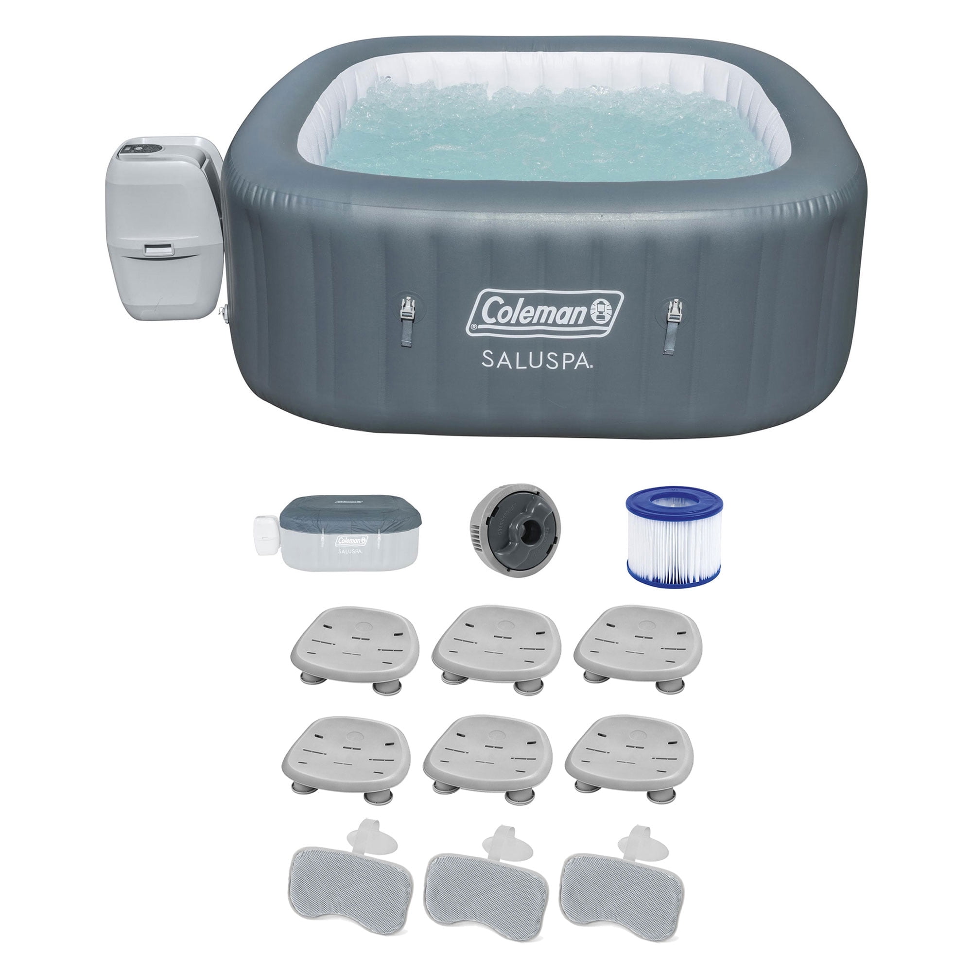 Bestway Coleman Hawaii Inflatable Hot Tub Spa + SaluSpa Adjustable ...