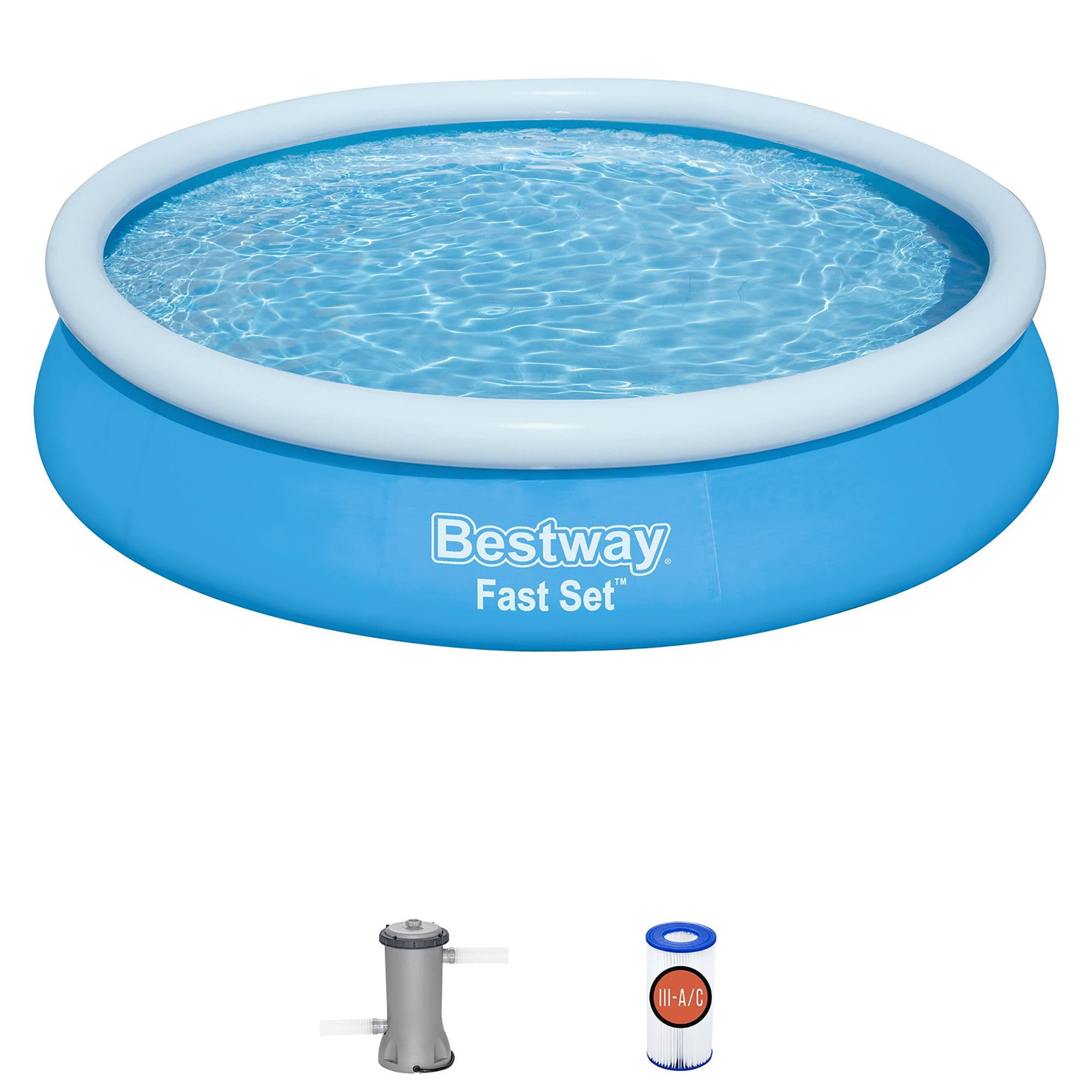 Bestway: Fast Set - 12' x 30" Inflatable Round Pool Set - Blue, Above ...