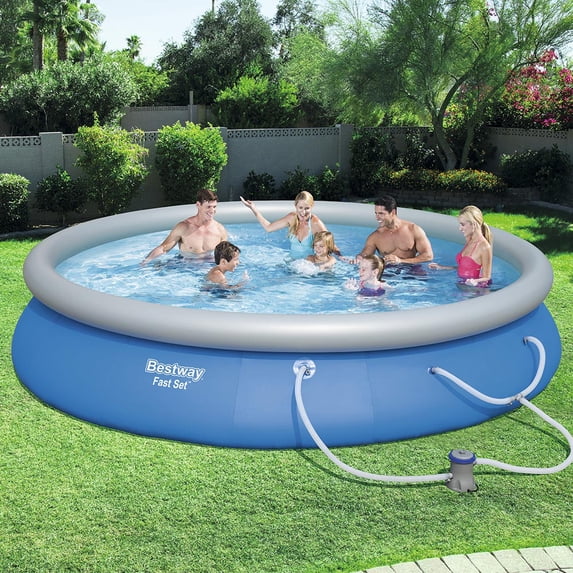 Bestway Fast Set Swimming Pool Set with 530 GPH Filter Pump, 15' x 33 ...