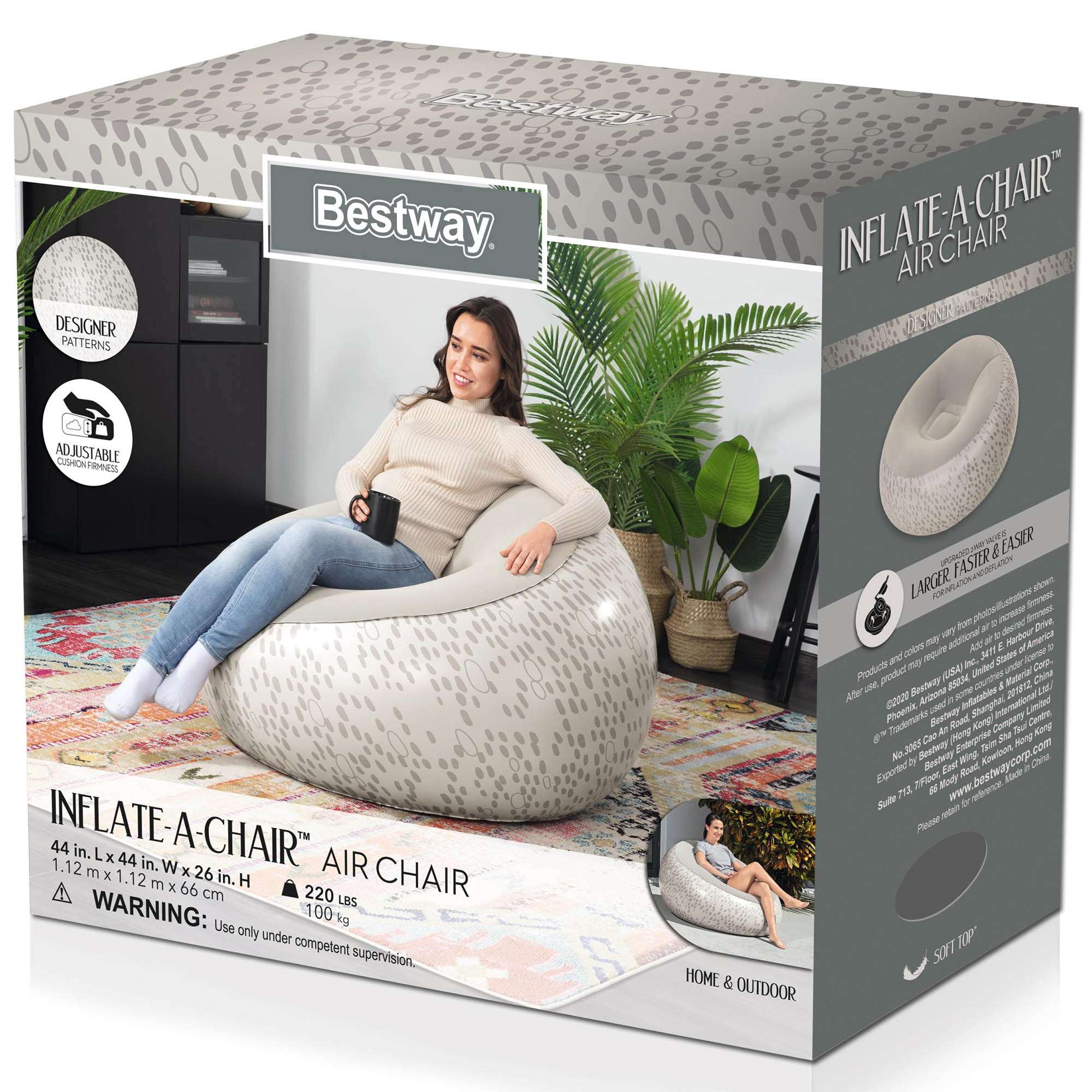 Bestway: Inflate-A-Chair - Assorted Color (Cream Blue OR Red), 44x44x26 ...