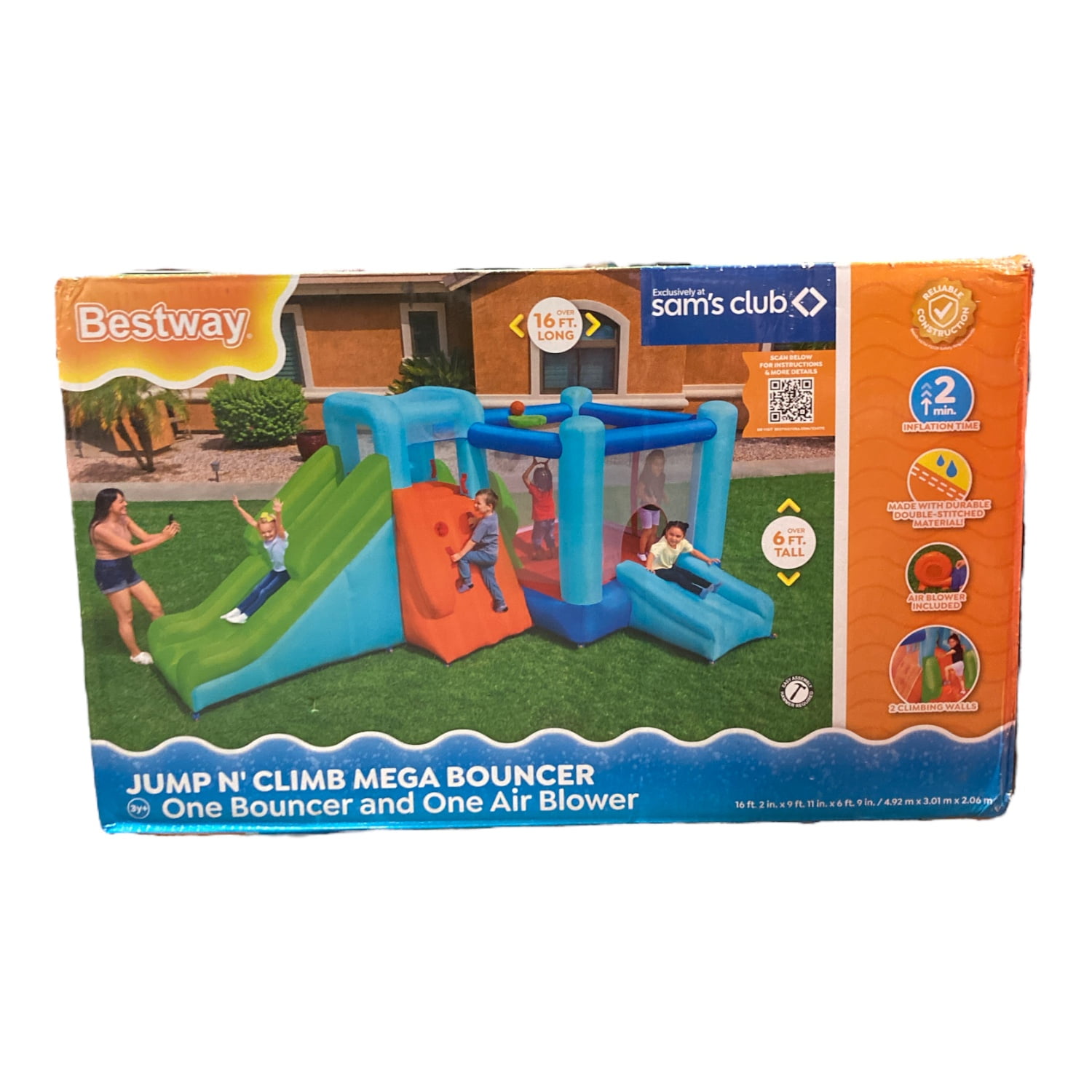 Bestway Kids Inflatable Mega Bounce Park with Slide, Bouncy Area ...