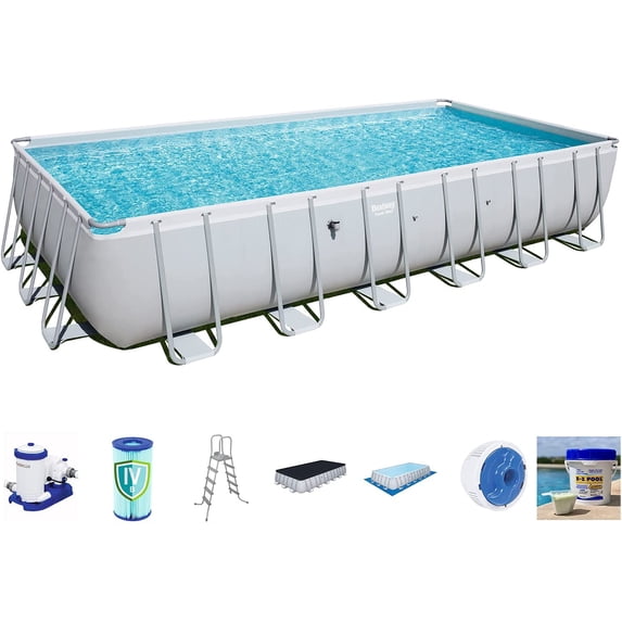 Bestway Power Steel 24' x 12' x 52" Rectangular Metal Frame Above ...