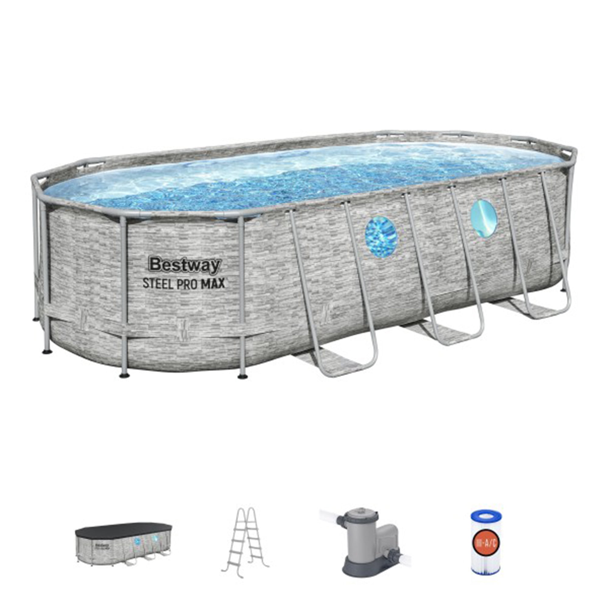 "Bestway Power Steel 18' x 9' x 48"" Swim Vista Above Ground Pool Set ...