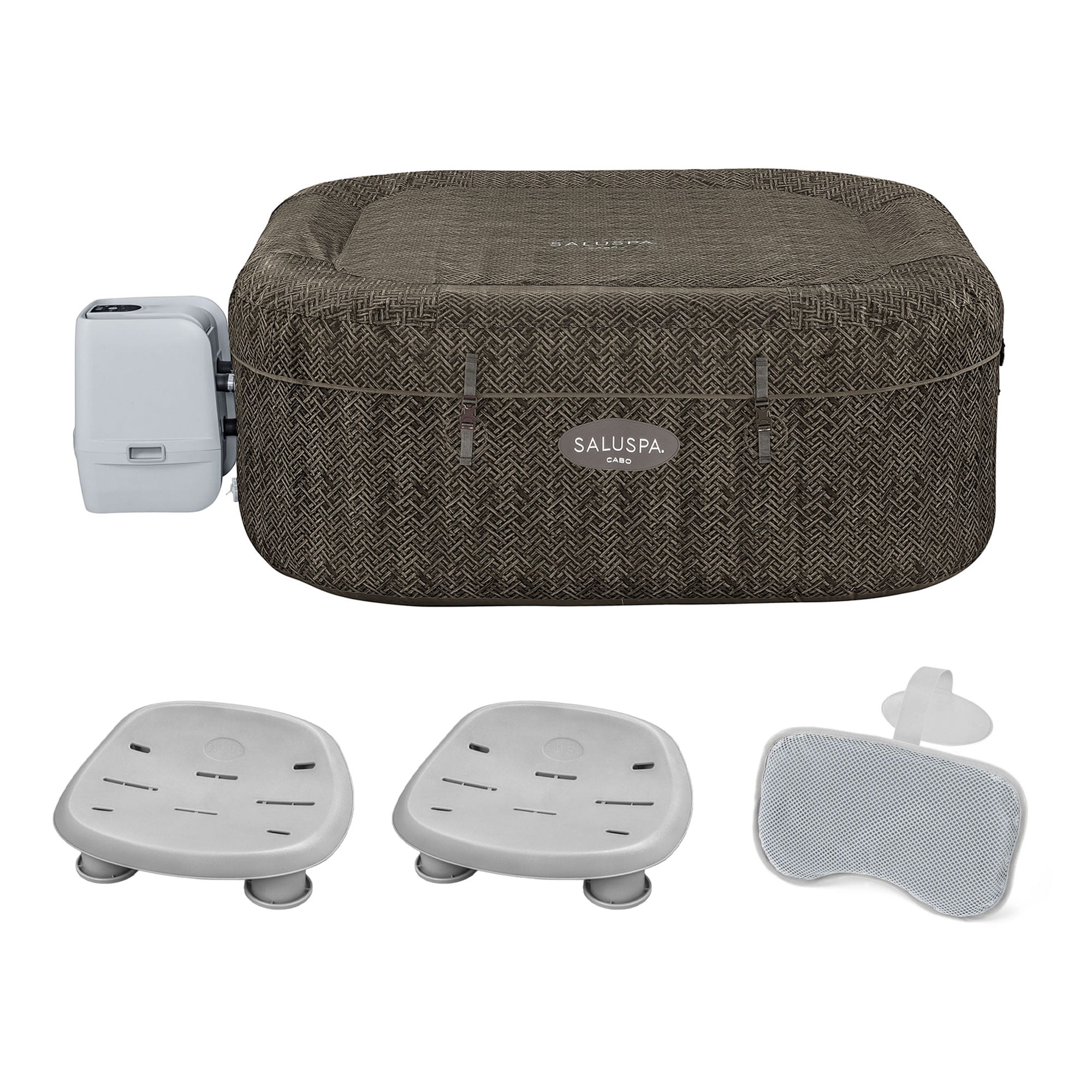 Bestway SaluSpa AirJet Inflatable Square Hot Tub with 2 Spa Seats ...