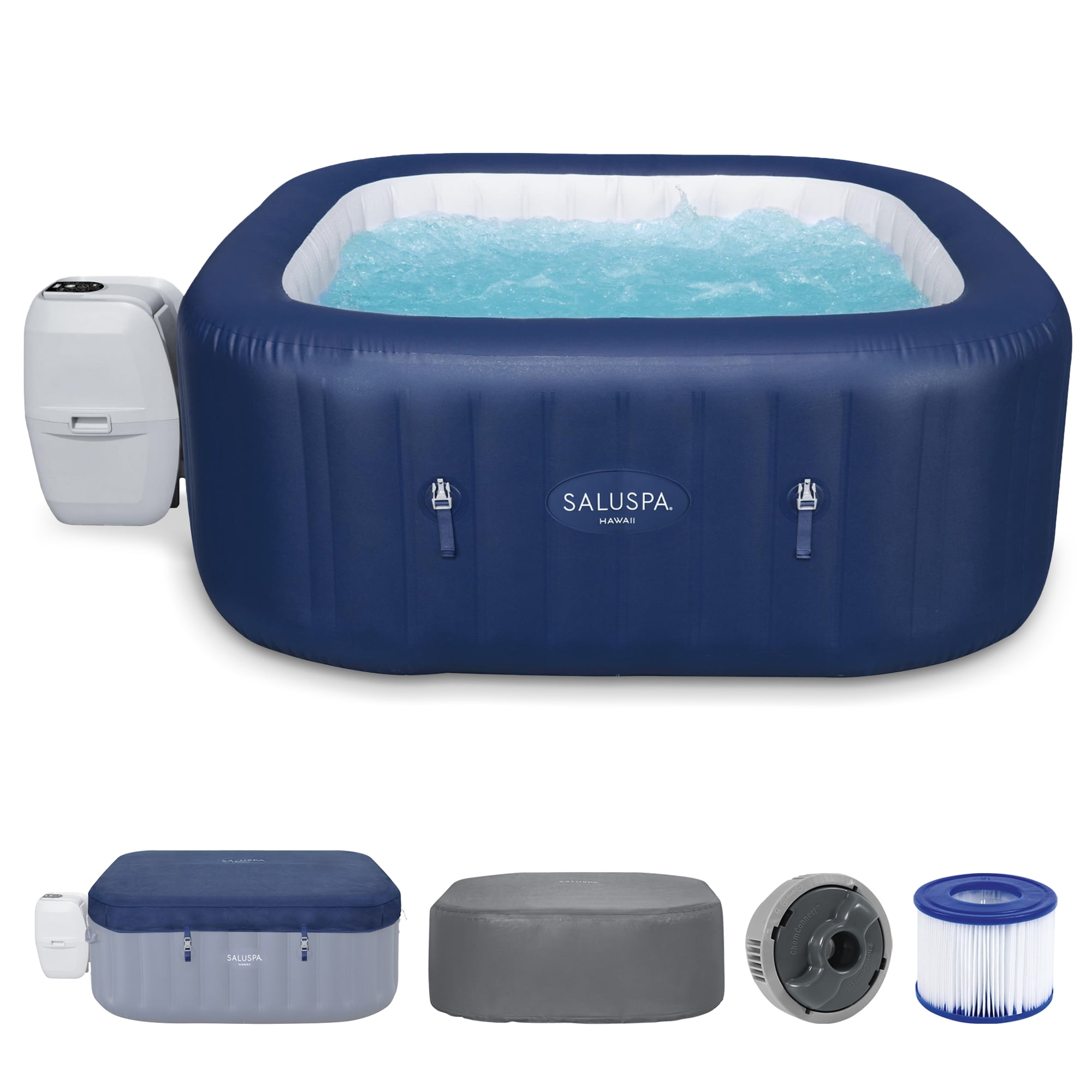 Bestway SaluSpa Hawaii AirJet Square Outdoor Inflatable Hot Tub with ...