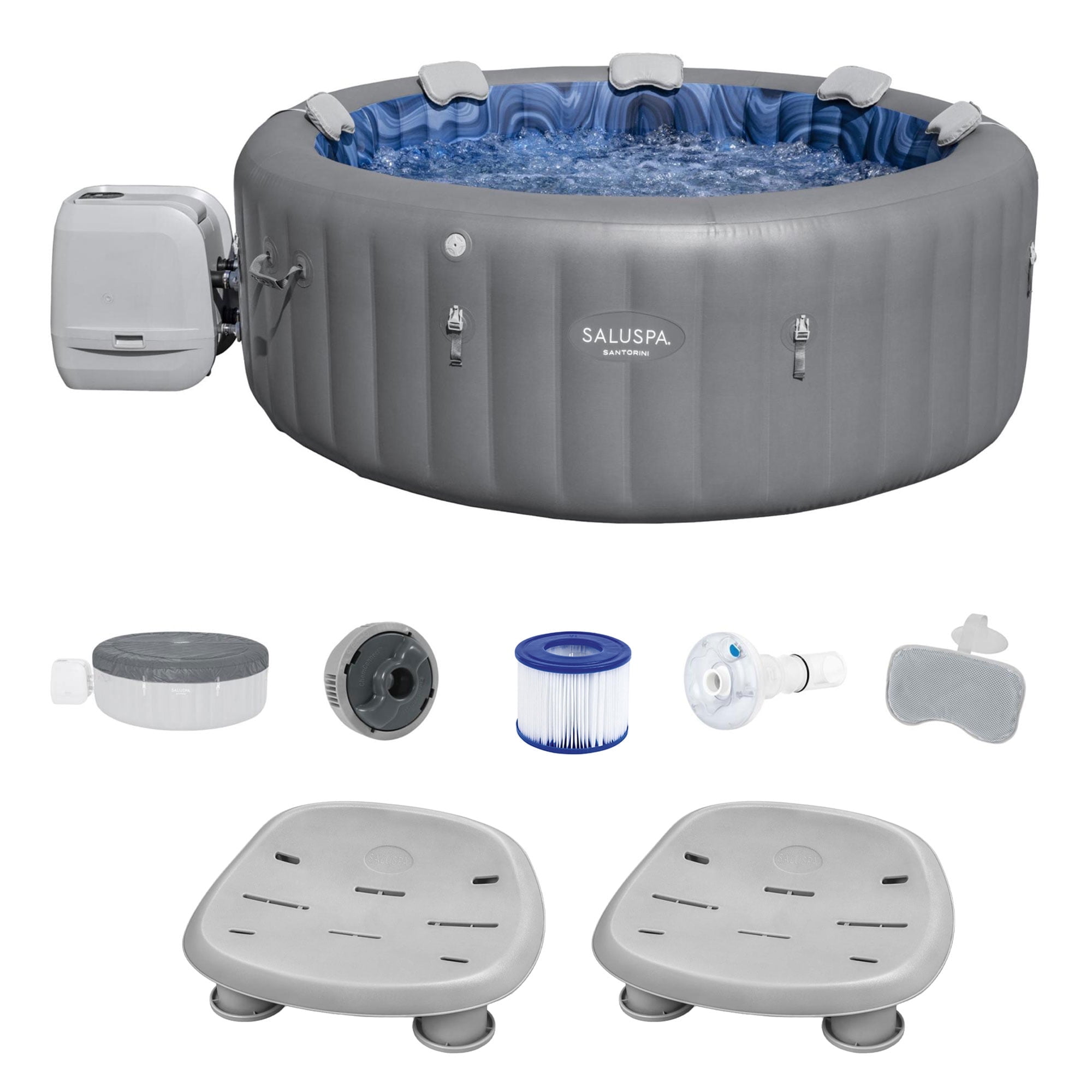 Bestway SaluSpa Santorini HydroJet Hot Tub and Spa Pool Combo with 2 ...