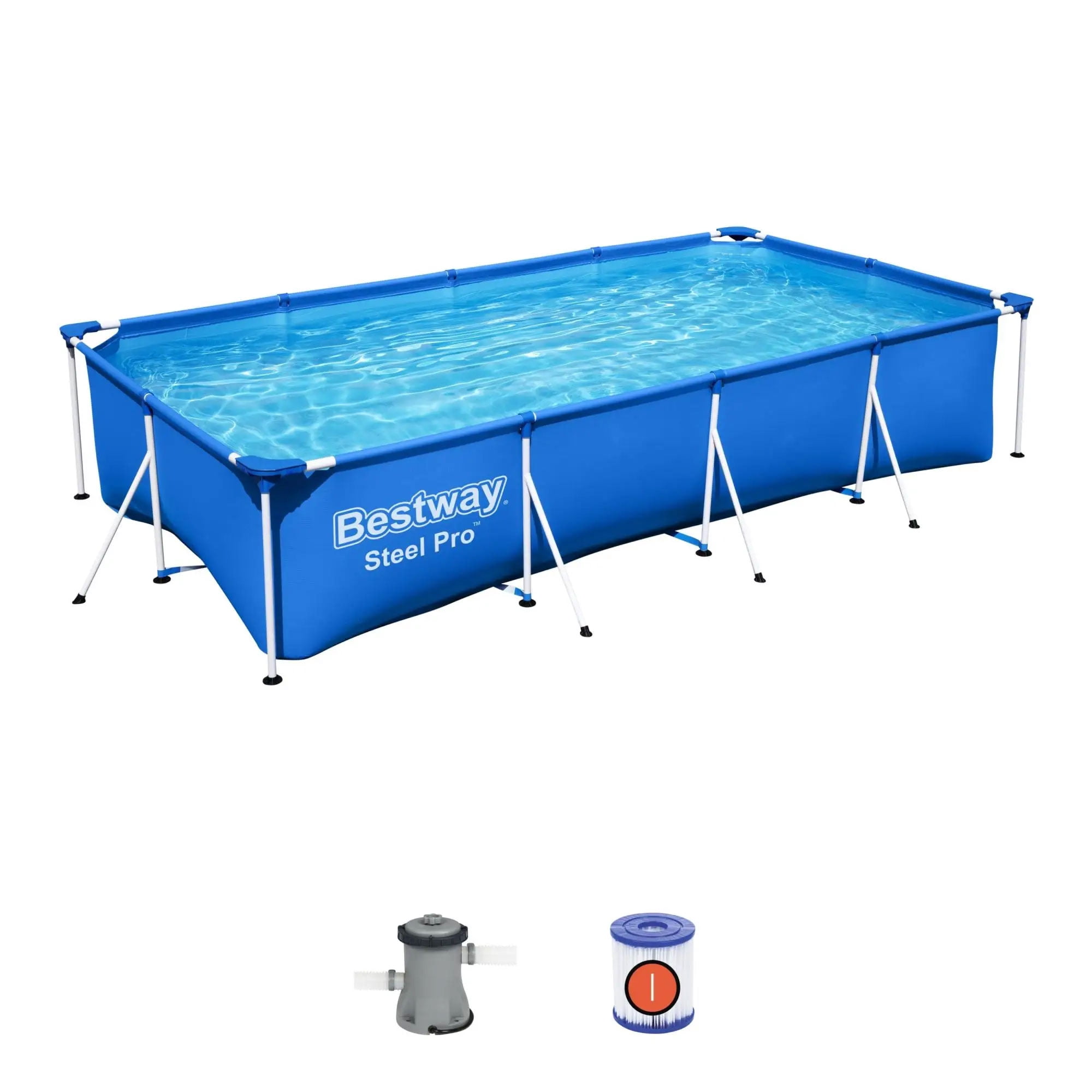 Bestway Steel Pro 13 Foot x 32 Inch Rectangular Above Ground Pool, Blue ...