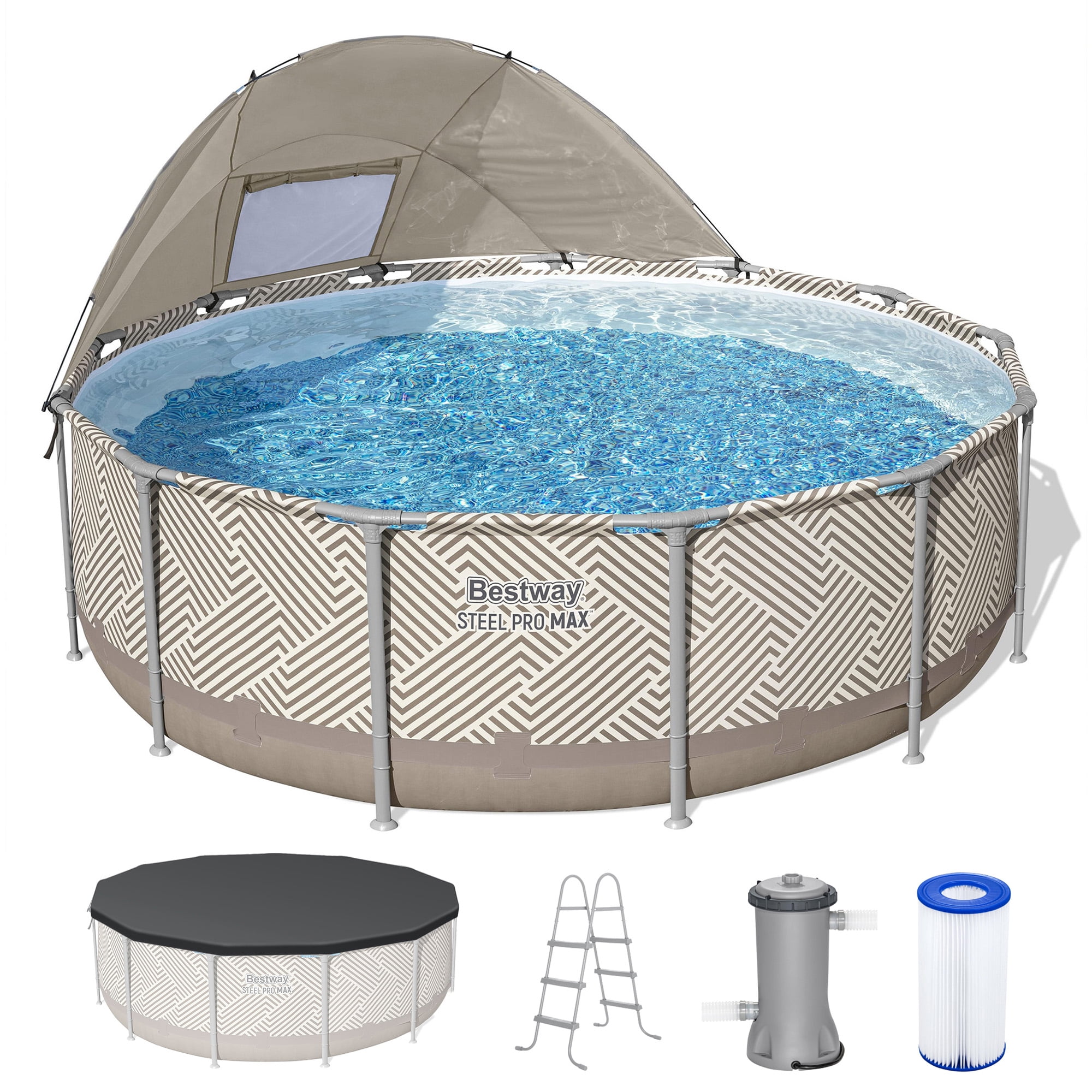 "Bestway Swimming Steel Pro 13' x 42"" Round Above Ground Pool Set with ...