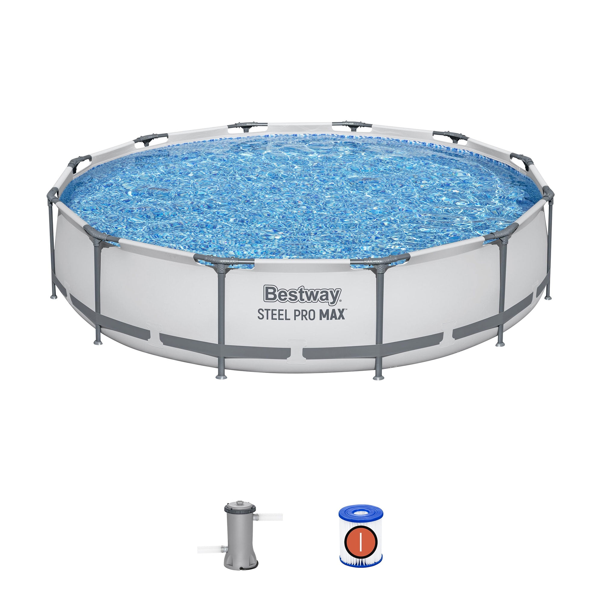 Open Box Bestway Steel Pro MAX 12' x 30" Above Ground Swimming Pool Set ...