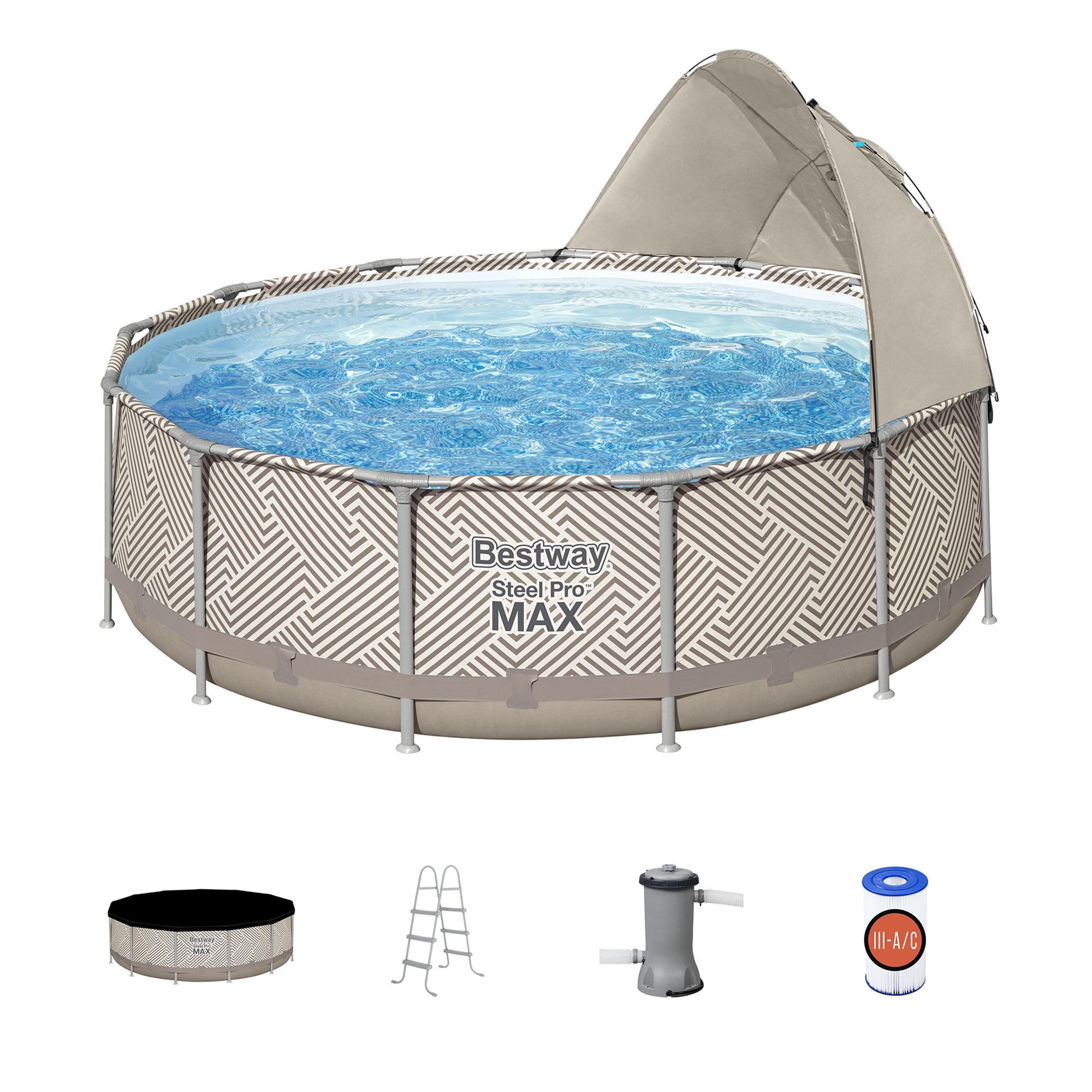Open Box Bestway Steel Pro MAX 13' x 42" Pool Set with Canopy & Ladder ...
