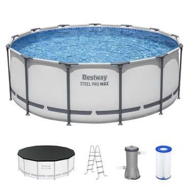 "Bestway Steel Pro MAX Framed Metal 15' x 48"" Round Above Ground Pool ...