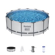 "Bestway Steel Pro MAX 14' x 48"" Round Above Ground Deep Metal Swimming Pool Set" - Walmart.com