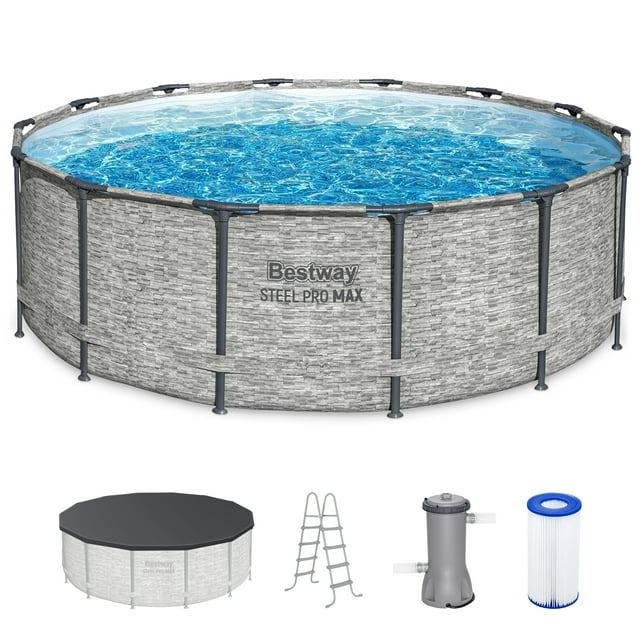 "Bestway Metal Pro MAX 14' x 48"" Round Above Ground Pool Set" - Walmart.com