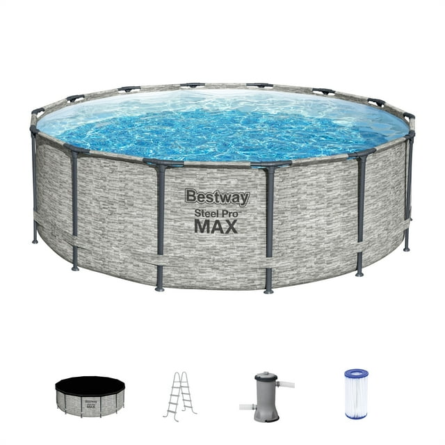 "Bestway Metal Pro MAX 14' x 48"" Round Above Ground Pool Set ...